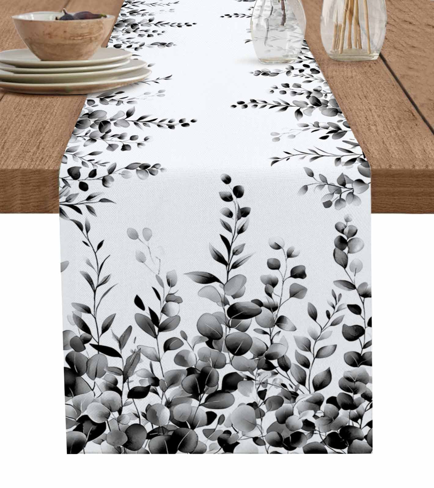 Boanket Grey Eucalyptus Table Runner - 36 Inch Long, Kitchen Dining ...