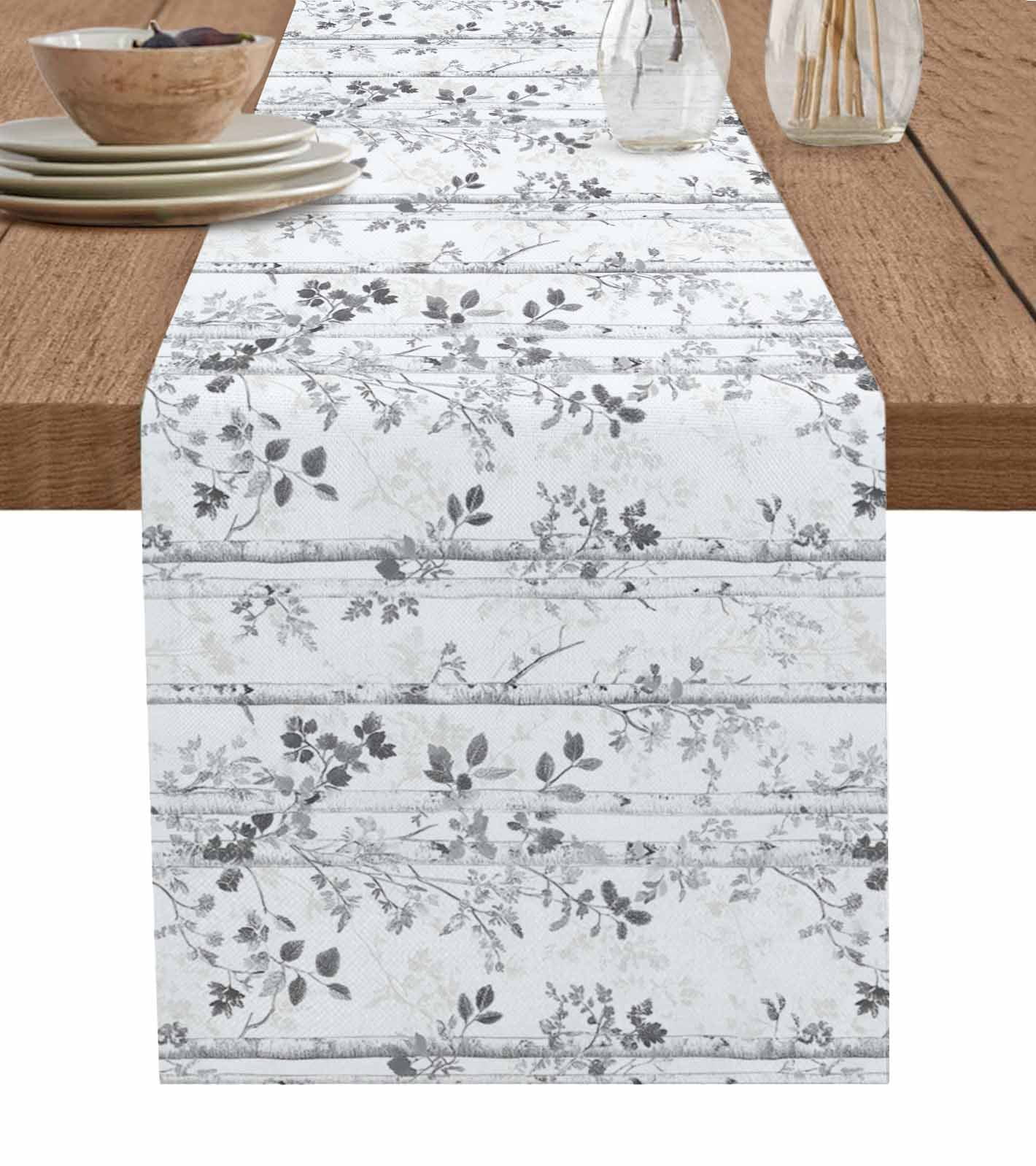 Boanket Grey Forest Branches Table Runner - 120 Inch Long, Kitchen ...