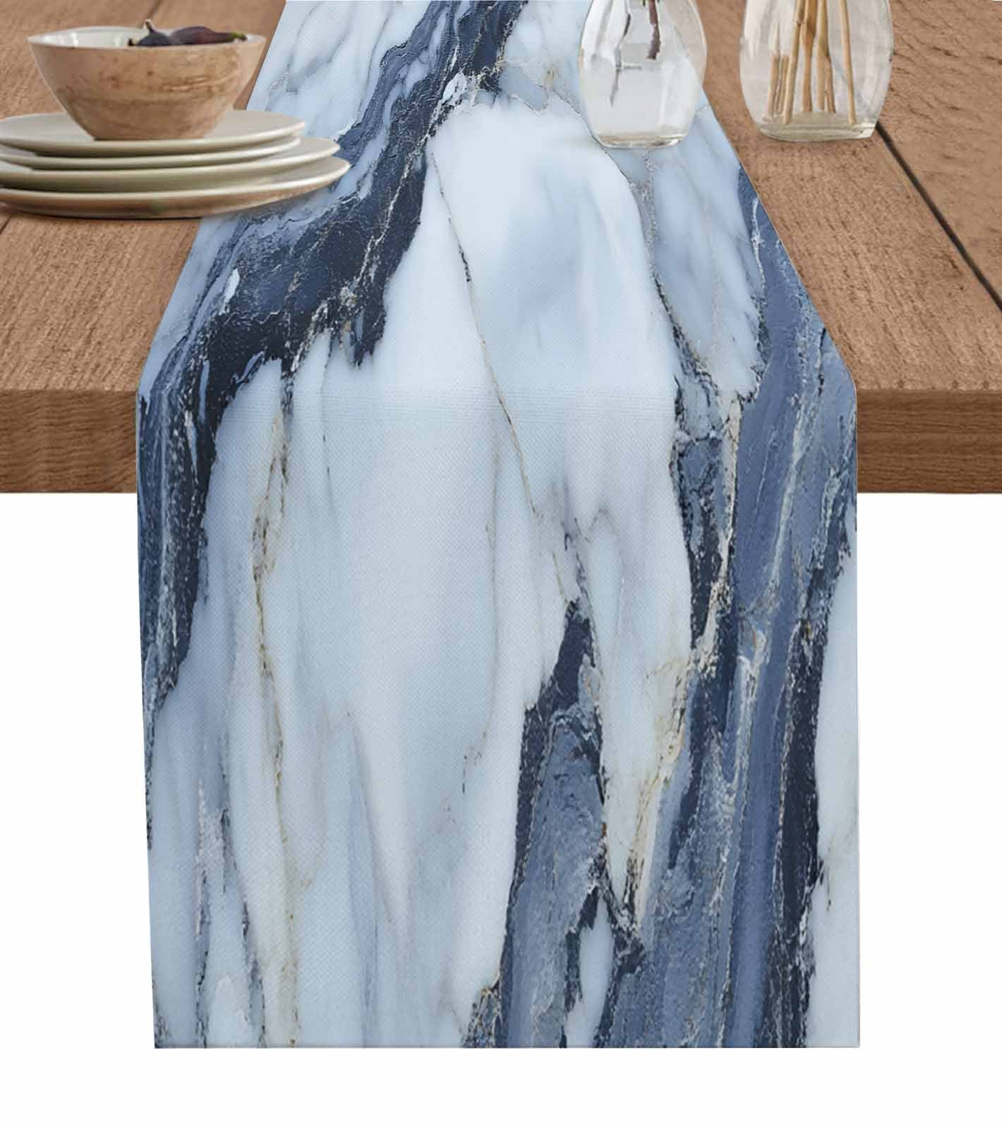 Boanket Grey Gold Marble Table Runner - 60 Inch Long, Kitchen Dining ...