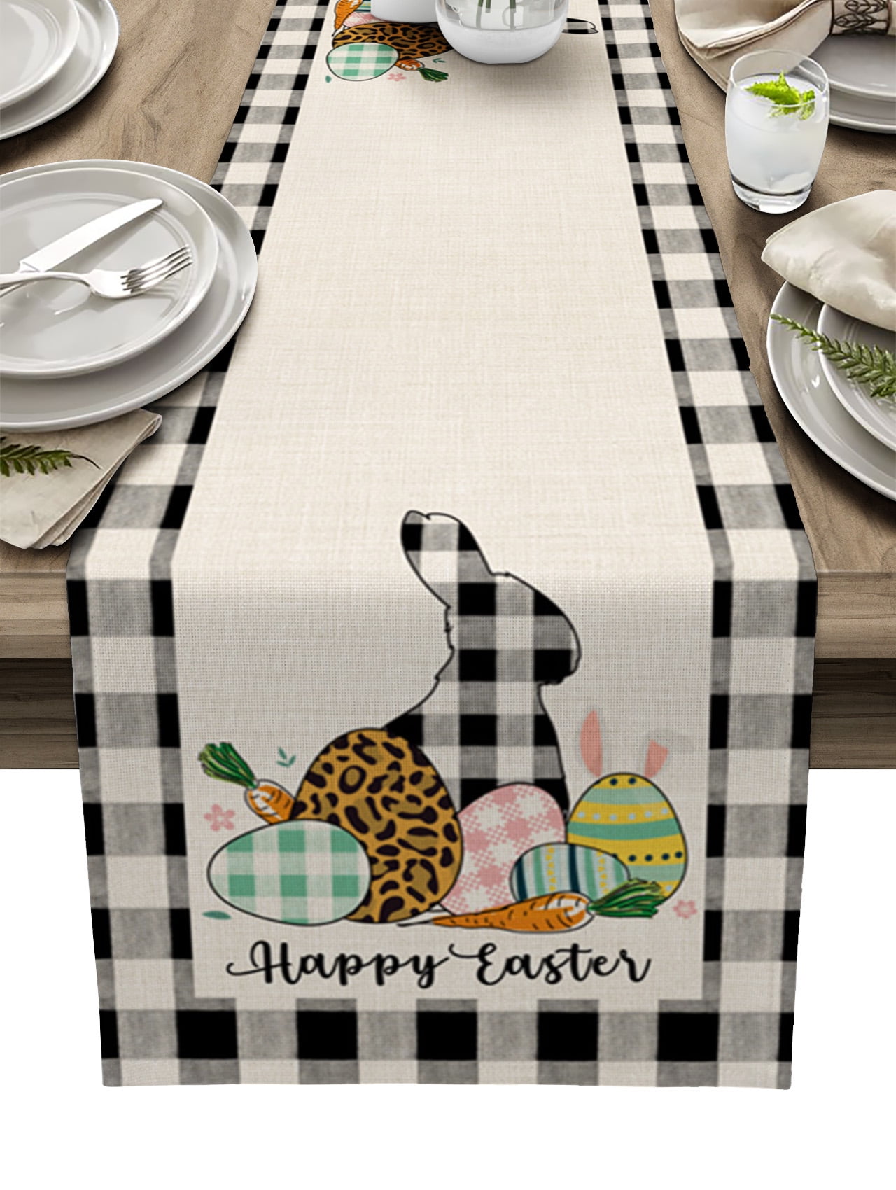 Boanket Happy Easter Bunny Table Runner - 70 Inch Long, Kitchen Dining ...