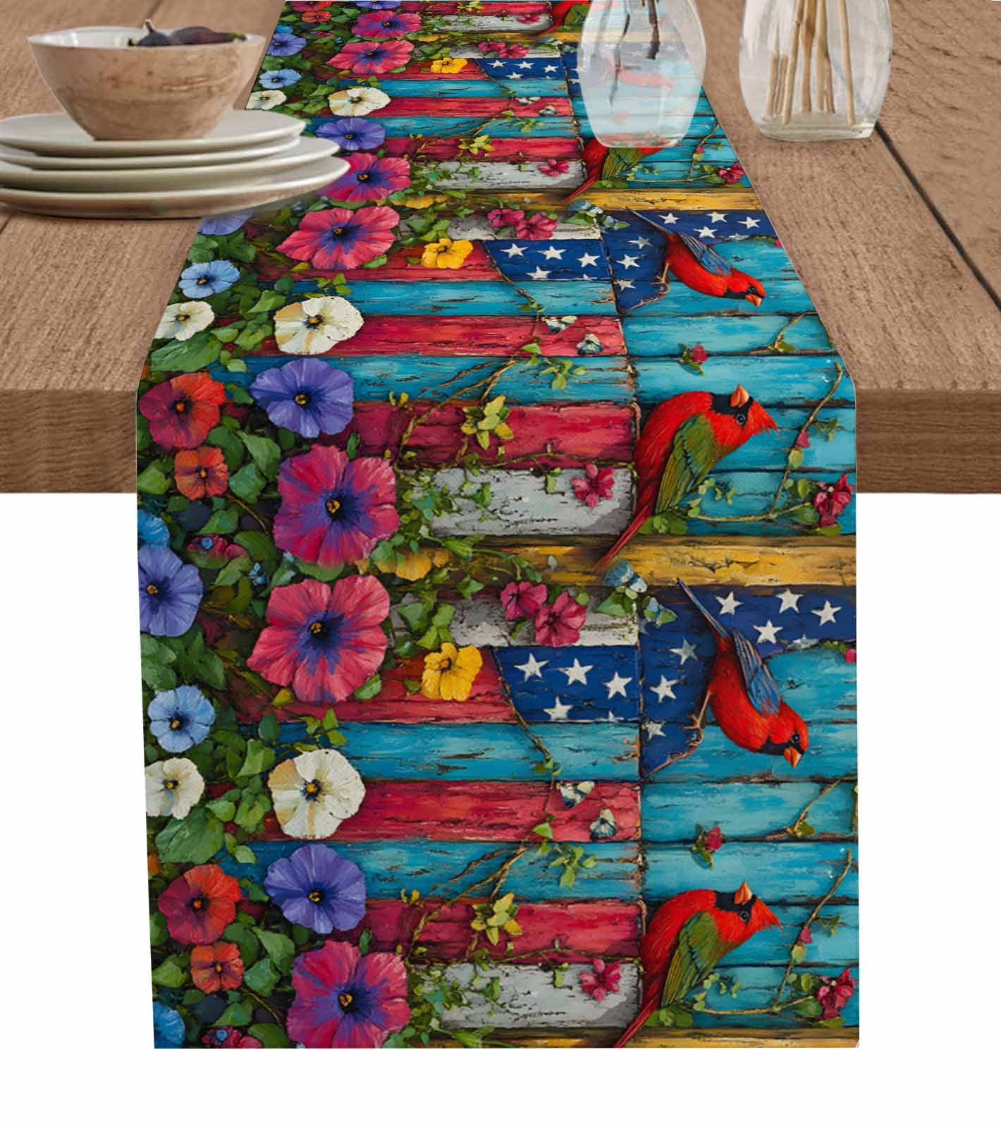 Boanket Independence Day Table Runner - 108 Inch Long, Kitchen Dining ...