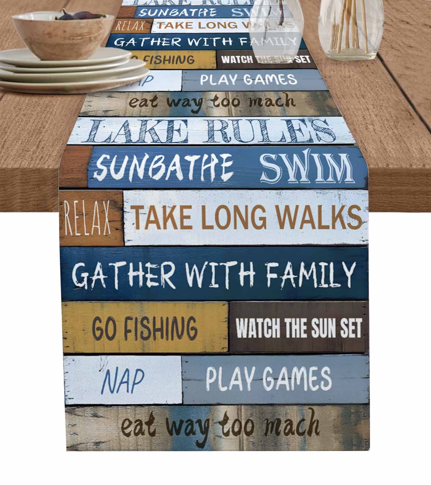 Boanket Lake Farmhouse Table Runner - 120 Inch Long, Kitchen Dining ...