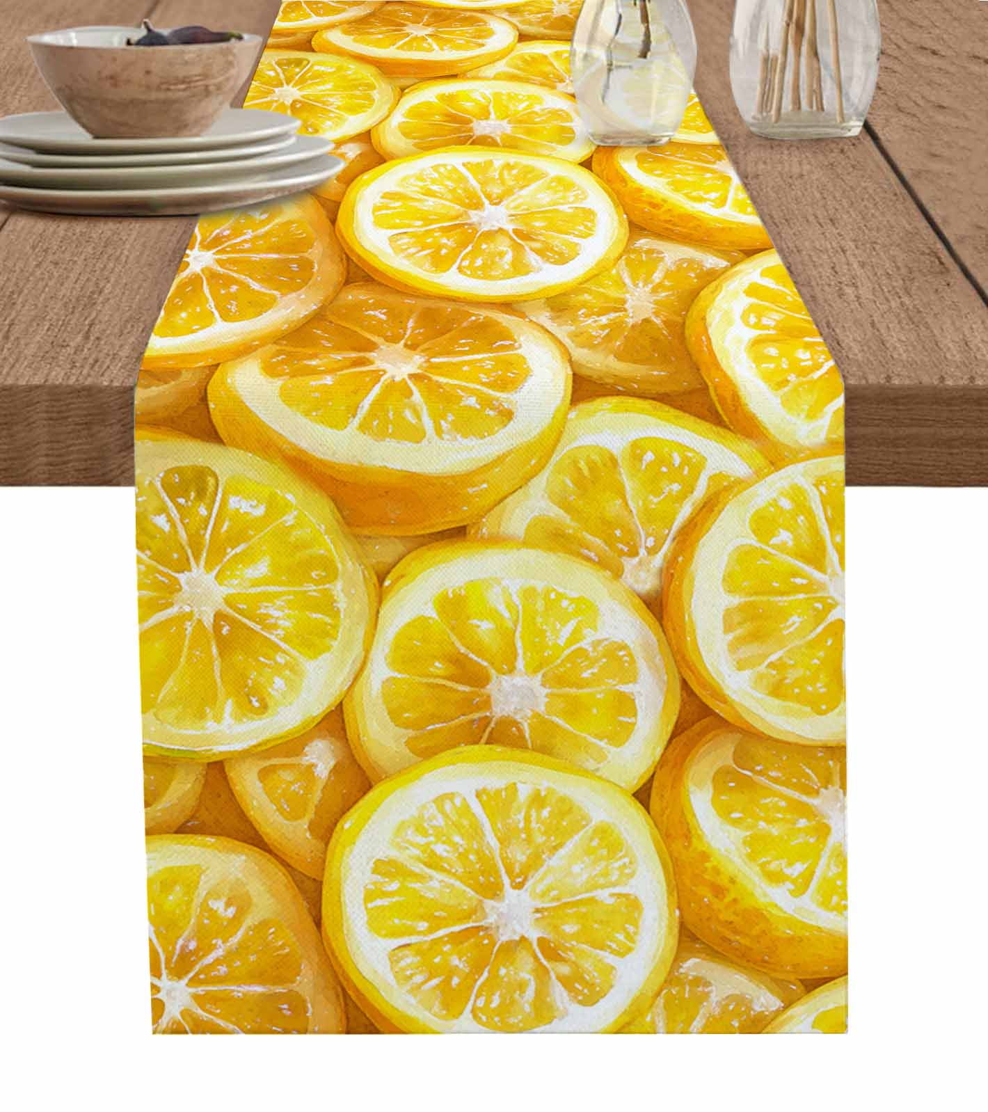 Boanket Lemon Table Runner - 120 Inch Long, Kitchen Dining Table Runner ...