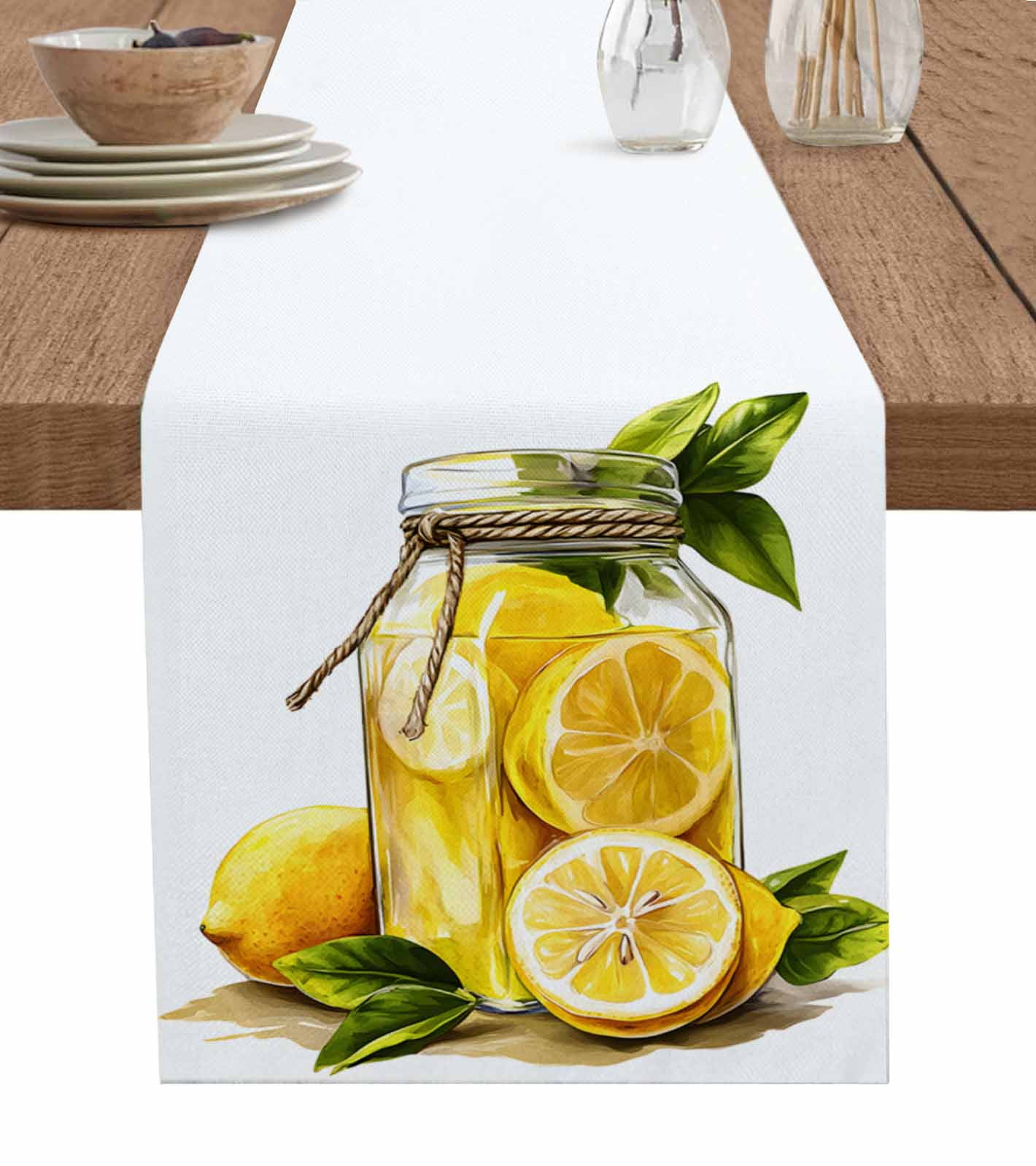 Boanket Lemon Table Runner - 36 Inch Long, Kitchen Dining Table Runner ...