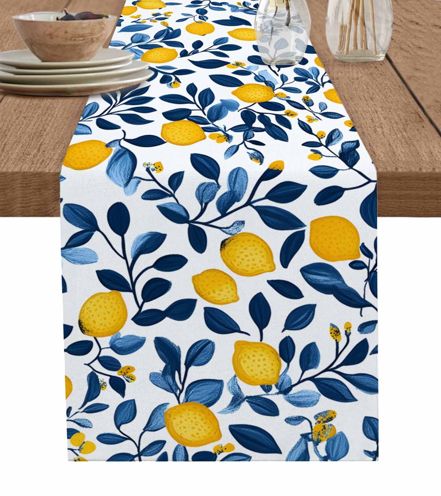 Boanket Lemon Table Runner - 48 Inch Long, Kitchen Dining Table Runner ...