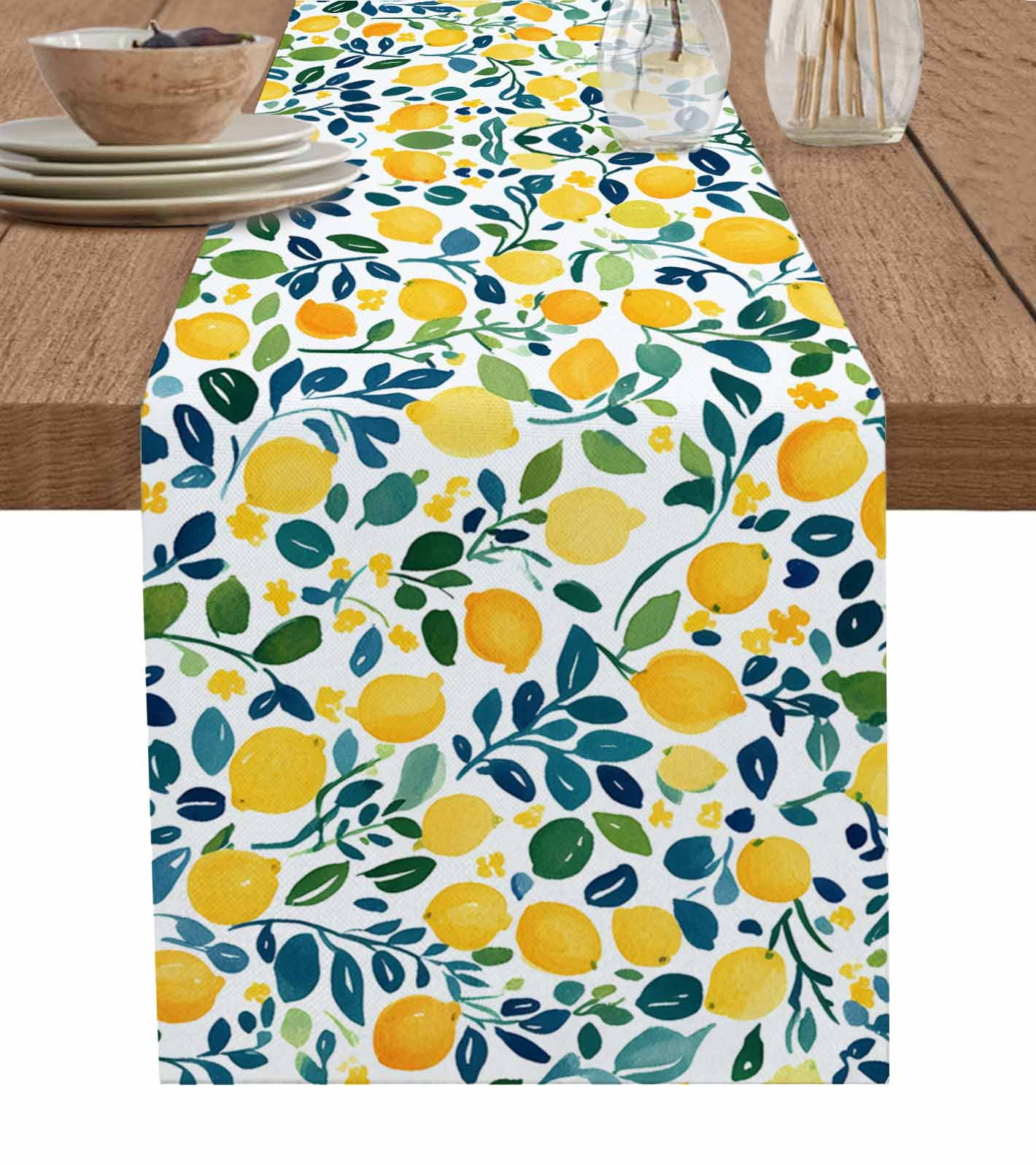 Boanket Lemon Table Runner - 60 Inch Long, Kitchen Dining Table Runner ...