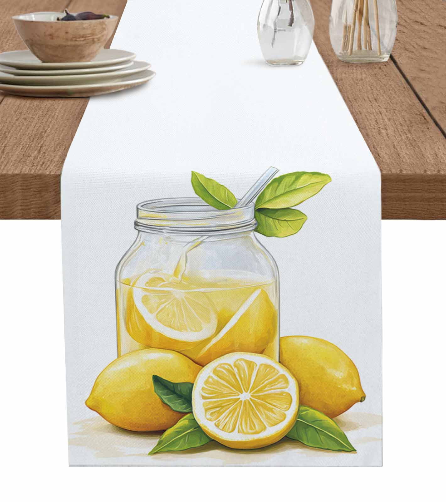 Boanket Lemon Table Runner - 90 Inch Long, Kitchen Dining Table Runner ...