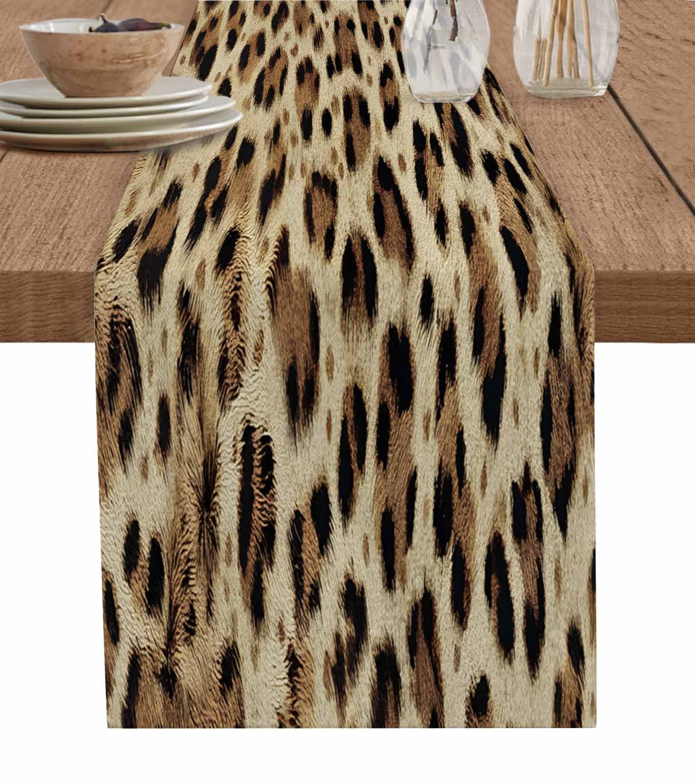 Boanket Leopard Prints Table Runner - 120 Inch Long, Kitchen Dining ...