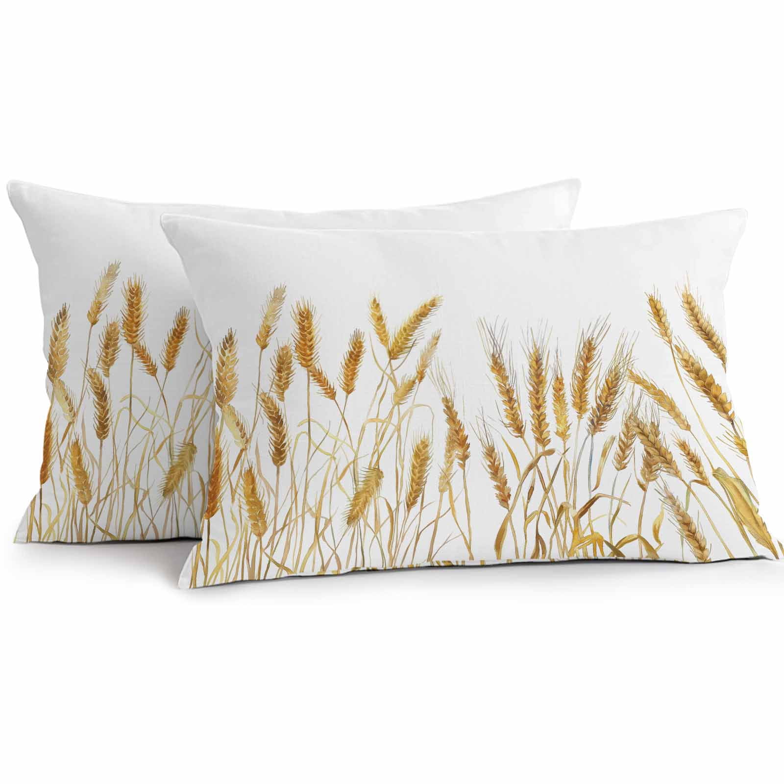Boanket Lumbar Pillow Covers 12 x 20 Inches, Fall Wheat Waterproof ...