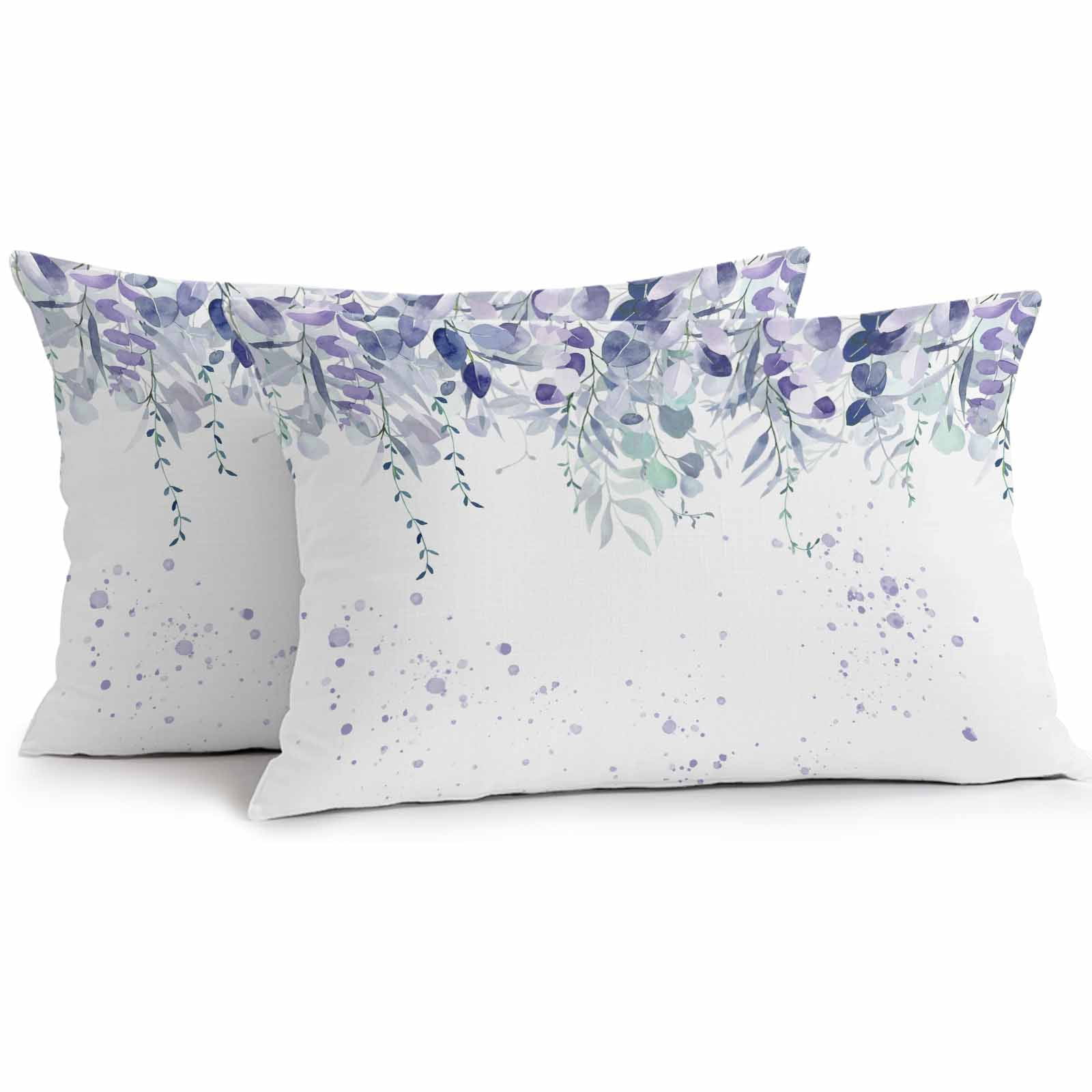 Boanket Lumbar Pillow Covers 12 x 20 Inches, Purple Leaves, Waterproof ...