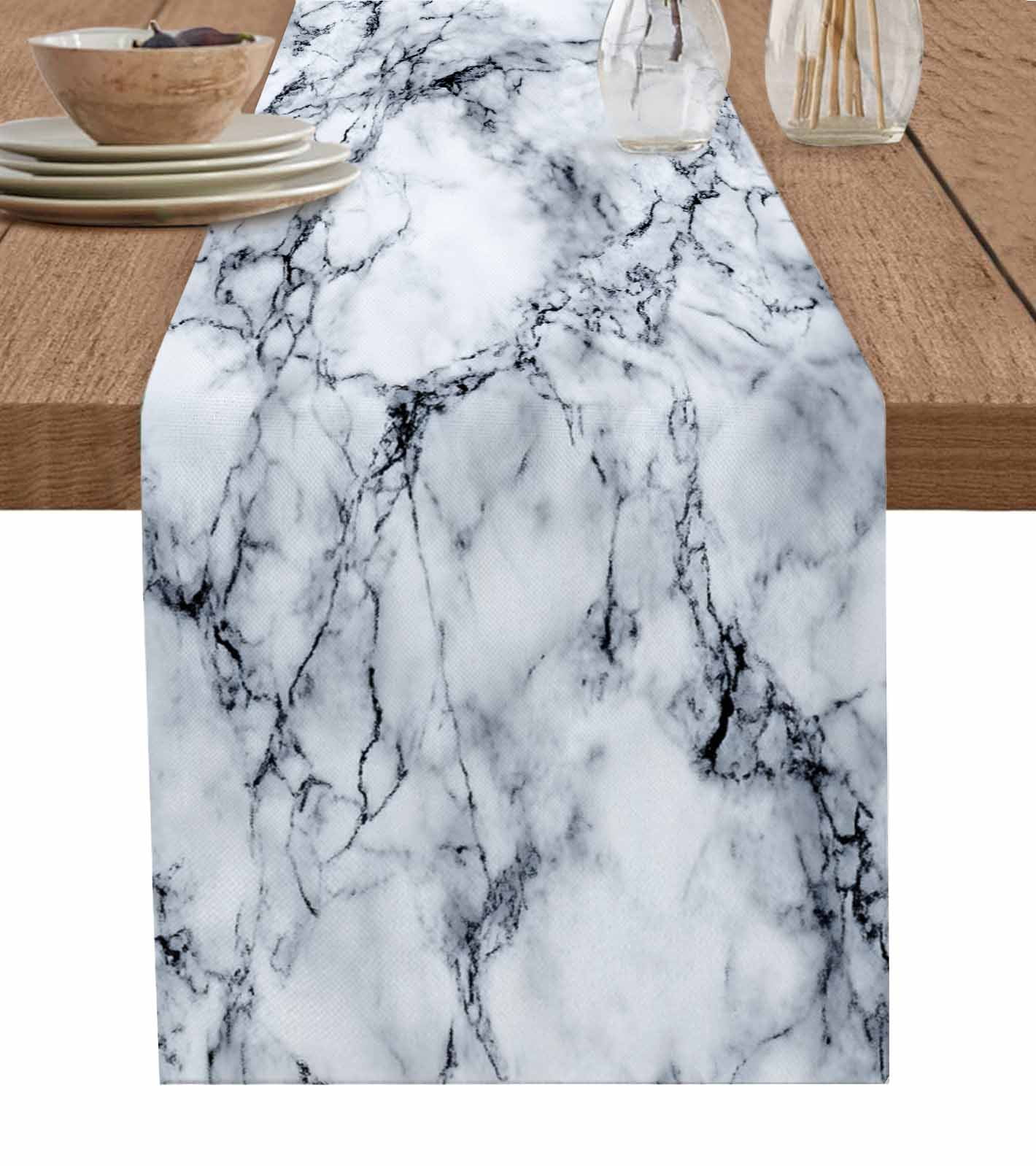 Boanket Marble Table Runner - 120 Inch Long, Kitchen Dining Table ...