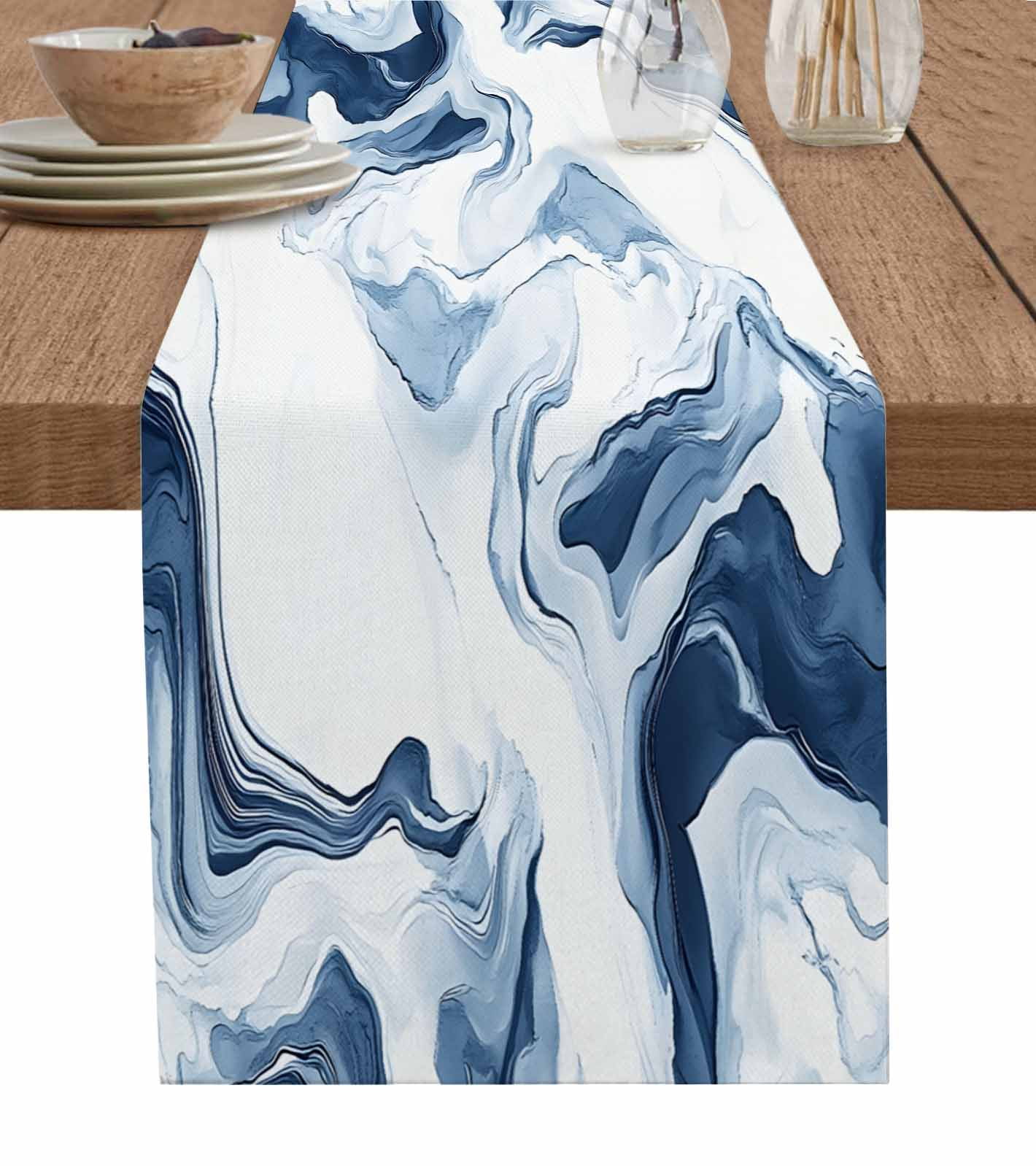 Boanket Marble Table Runner - 72 Inch Long, Kitchen Dining Table Runner ...