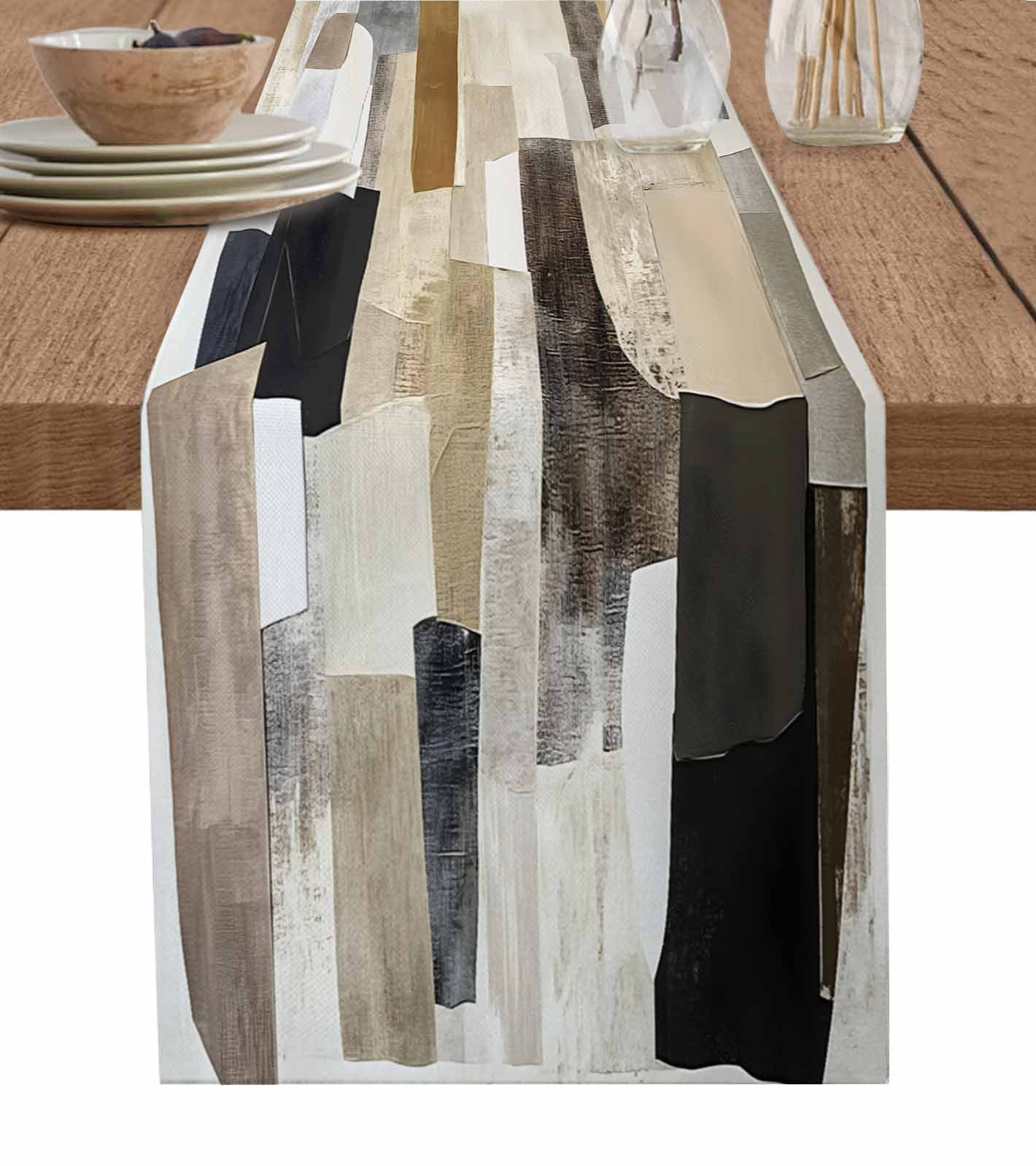 Boanket Modern Black Brown Table Runner - 90 Inch Long, Kitchen Dining ...