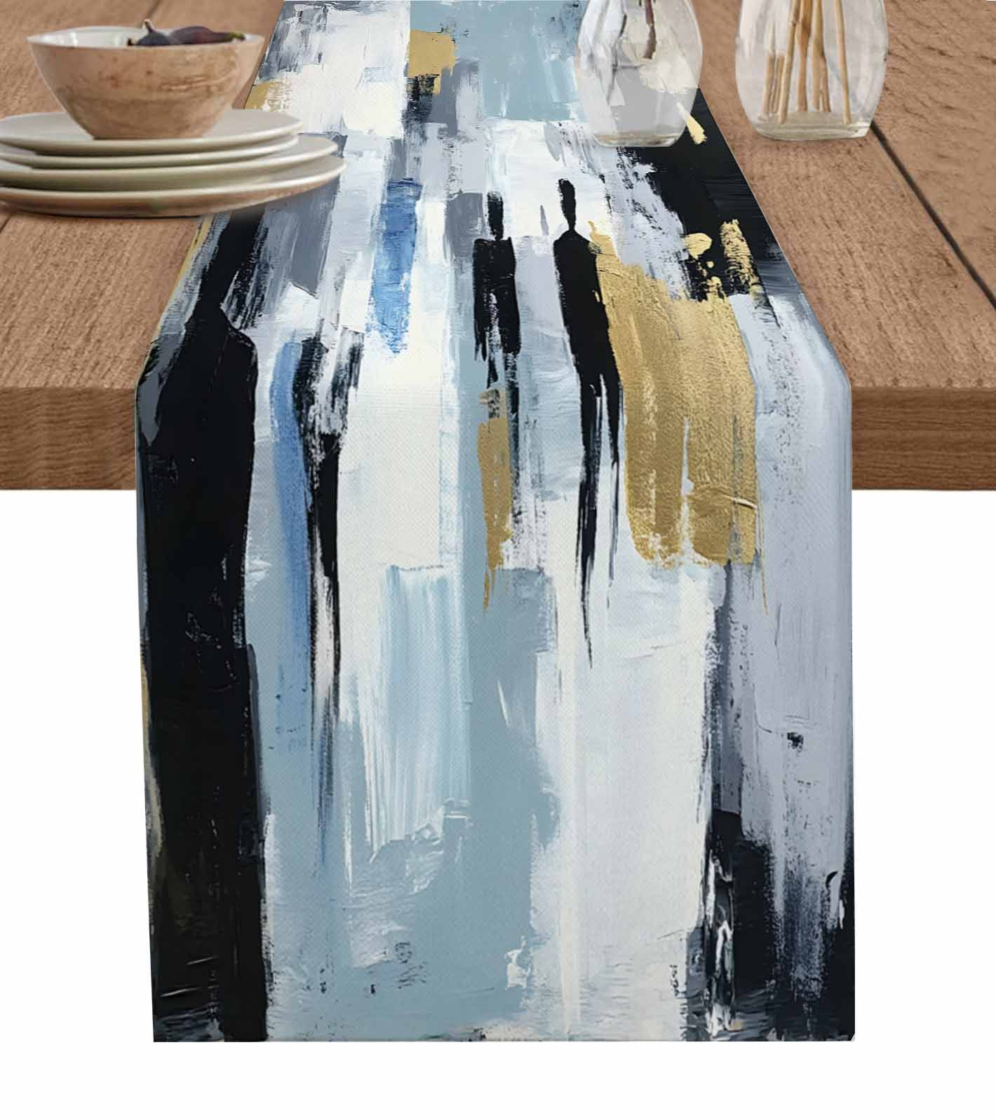 Boanket Modern Geometric Table Runner - 72 Inch Long, Kitchen Dining ...