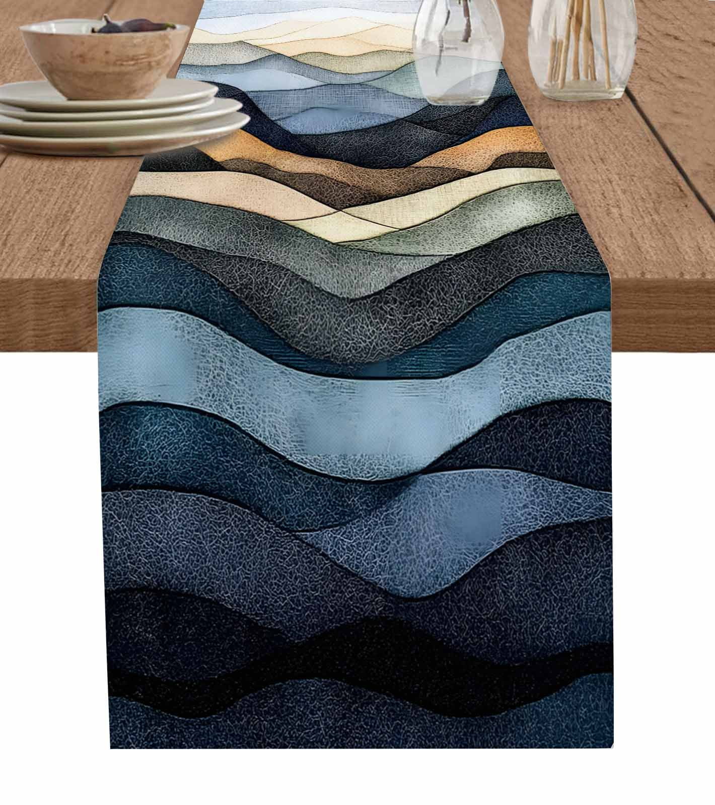 Boanket Modern Geometric Table Runner - 90 Inch Long, Kitchen Dining ...