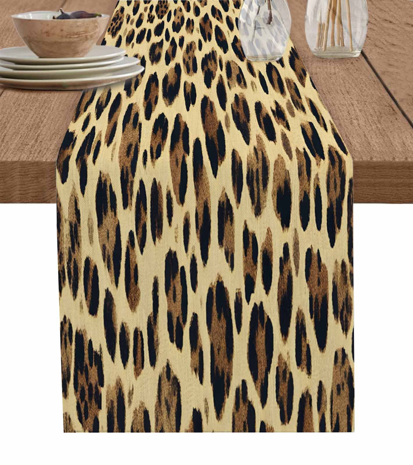 Boanket Modern Leopard Textured Table Runner - 108 Inch Long, Kitchen ...