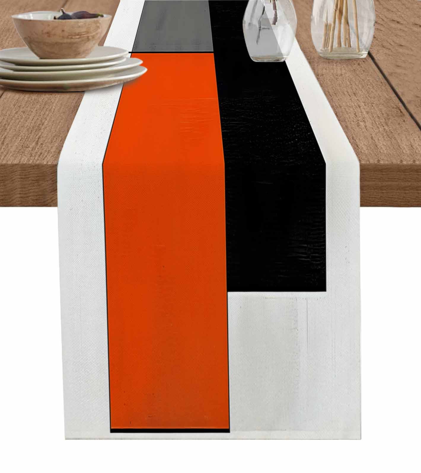 Boanket Modern Orange Beige Table Runner - 108 Inch Long, Kitchen ...