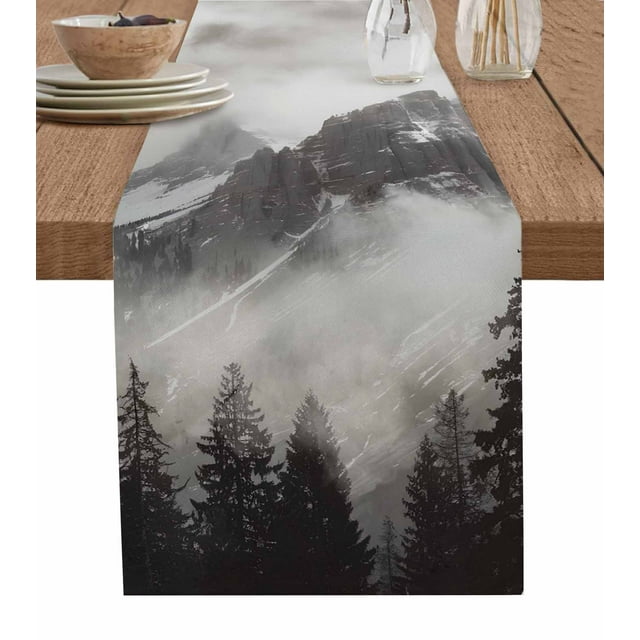 Boanket Mountains Forest Table Runner - 48 Inch Long, Kitchen Dining ...