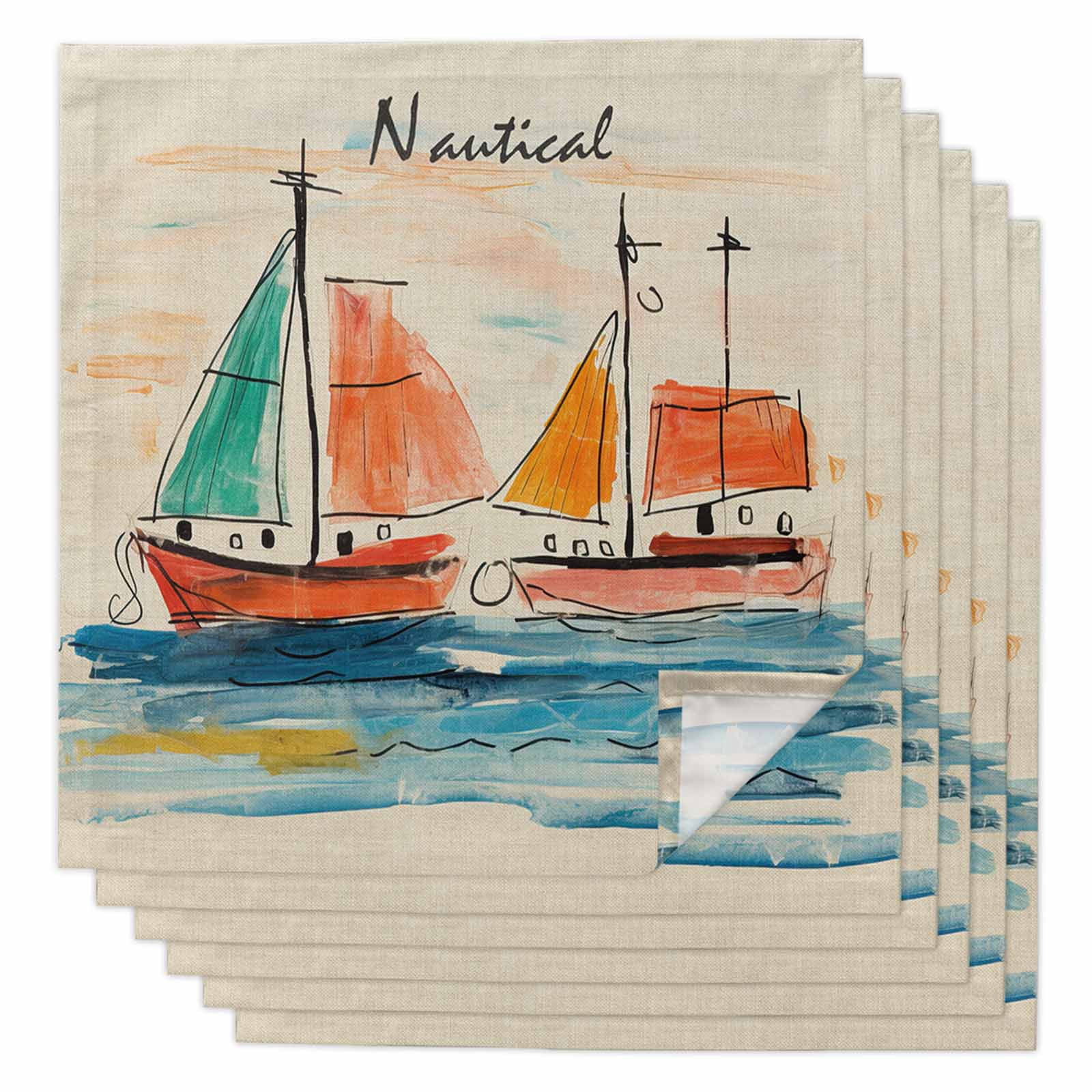 Boanket Nautical Boat, Cloth Napkins Set of 6, Holiday Napkins for Baby ...