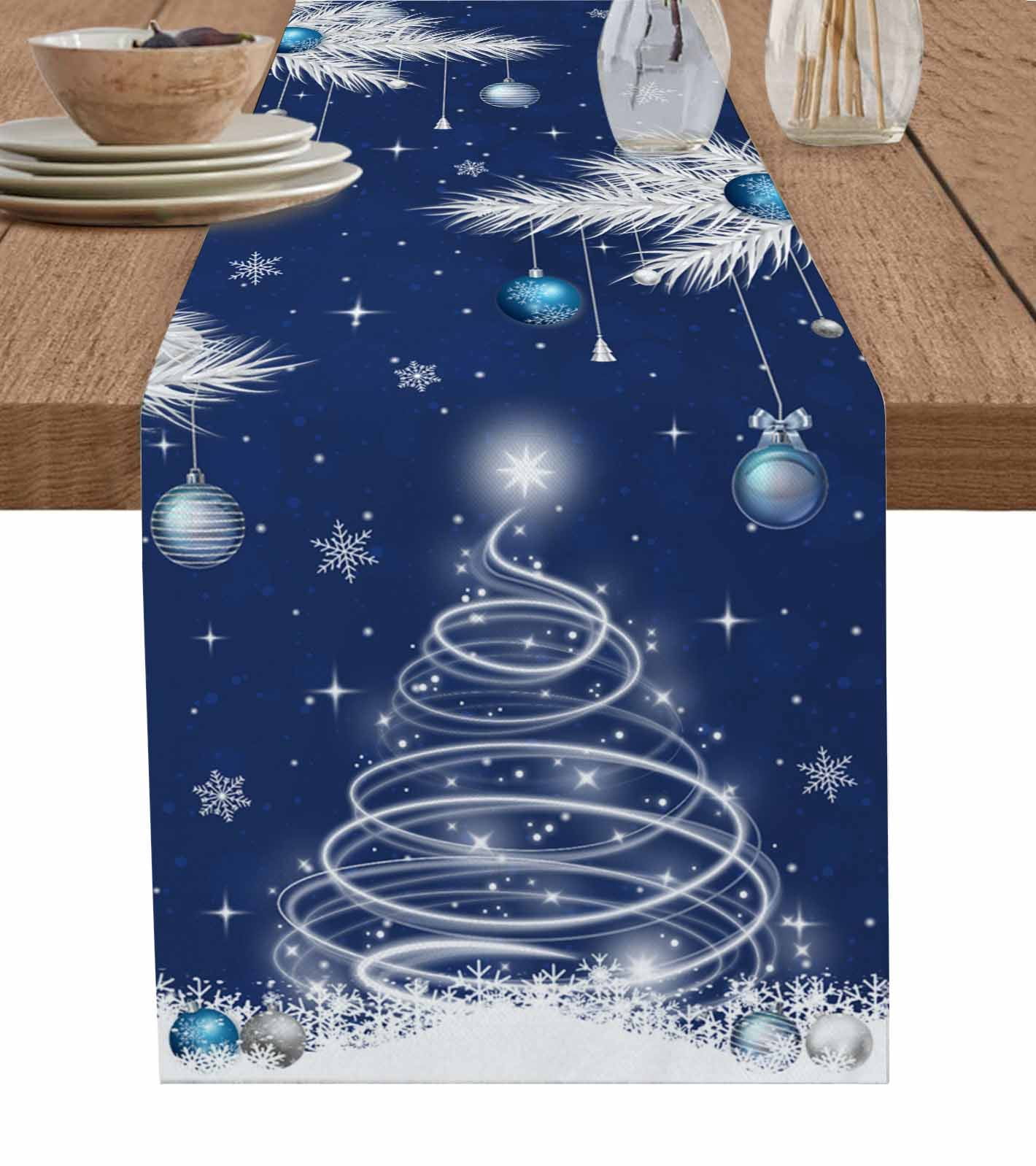 Boanket Navy Blue Christmas Table Runner - 72 Inch Long, Kitchen Dining ...