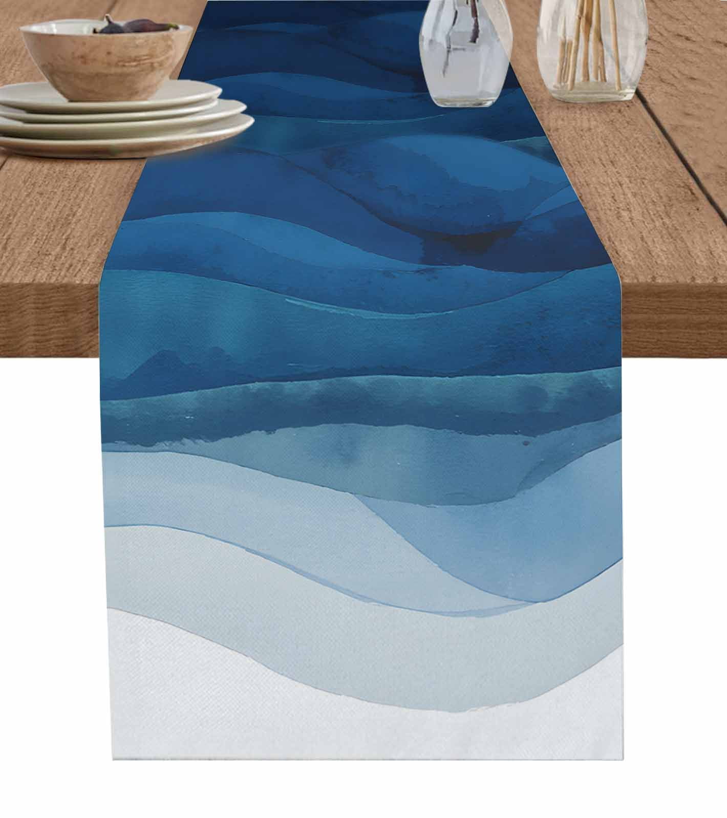 Boanket Navy Blue Ombre Table Runner - 36 Inch Long, Kitchen Dining ...