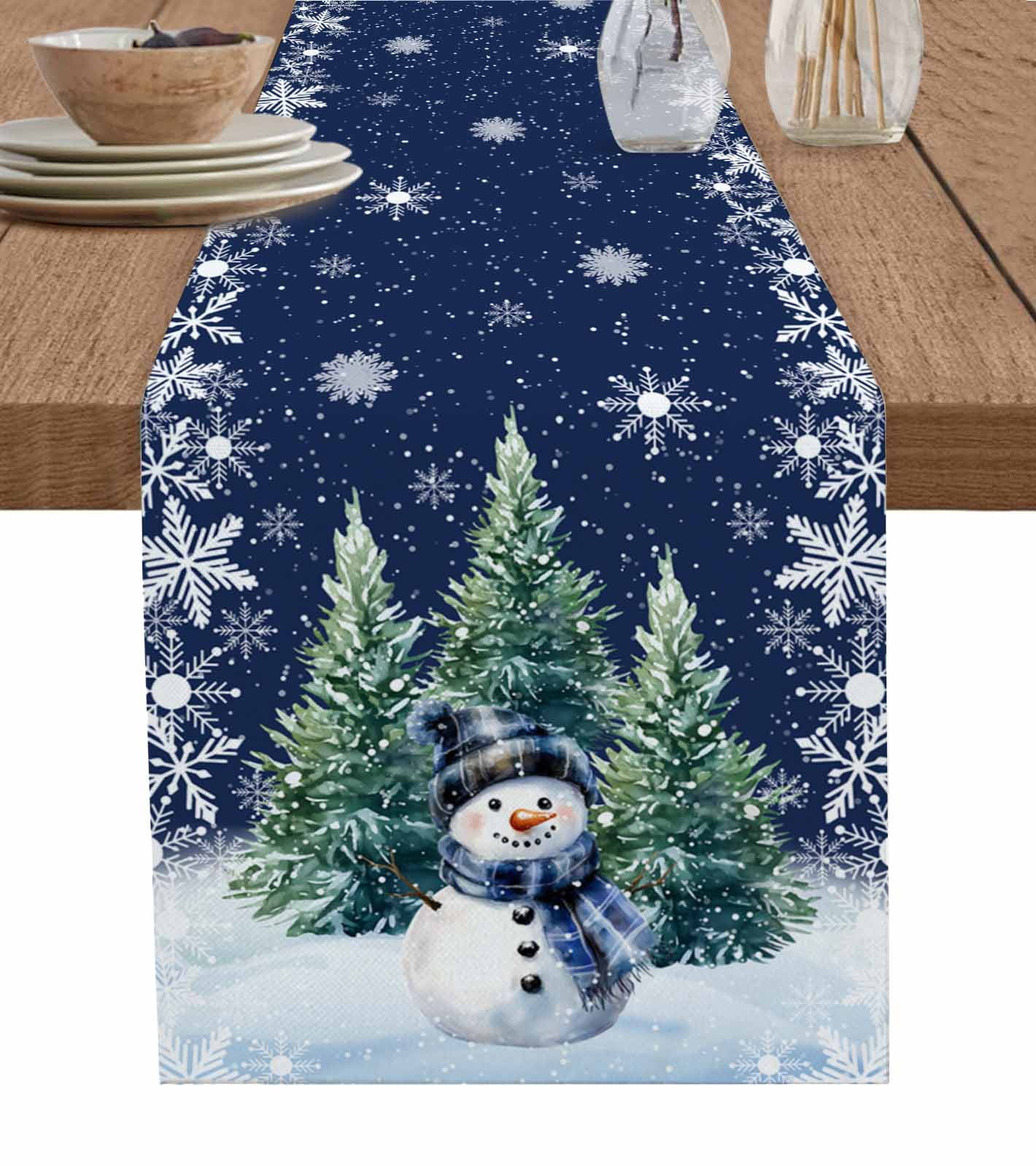 Boanket Navy Blue Snowman Christmas Table Runner - 60 Inch Long ...