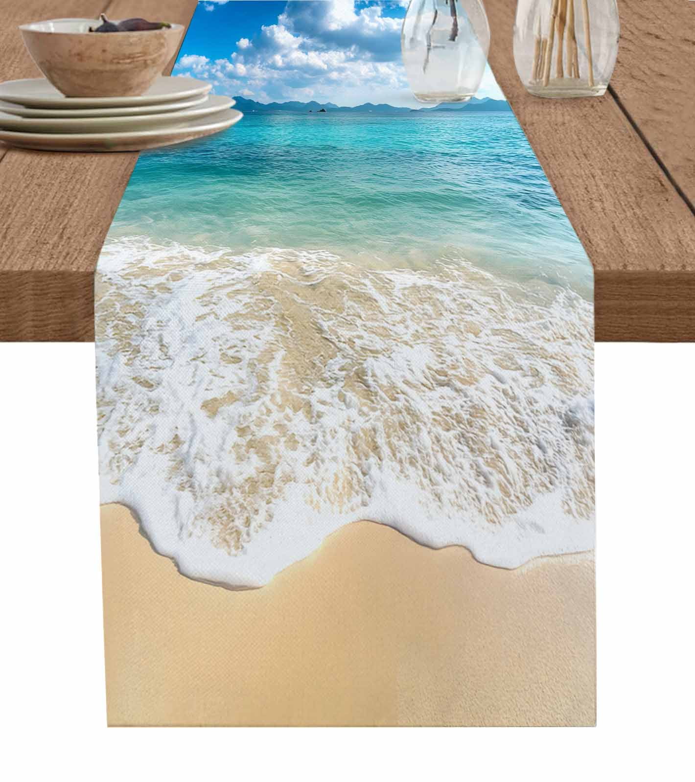 Boanket Ocean Beach Table Runner - 120 Inch Long, Kitchen Dining Table ...