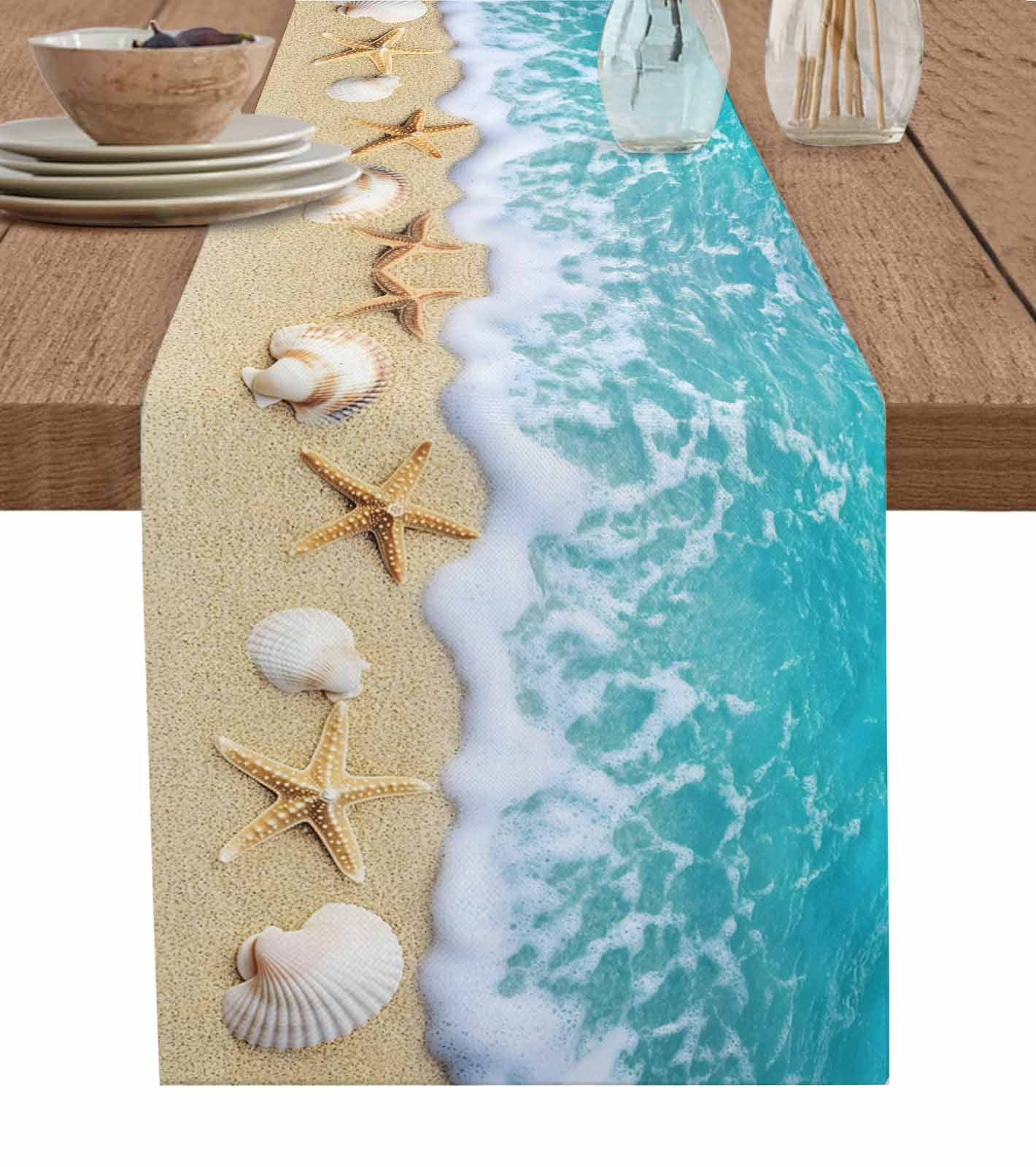 Boanket Ocean Beach Table Runner - 36 Inch Long, Kitchen Dining Table ...