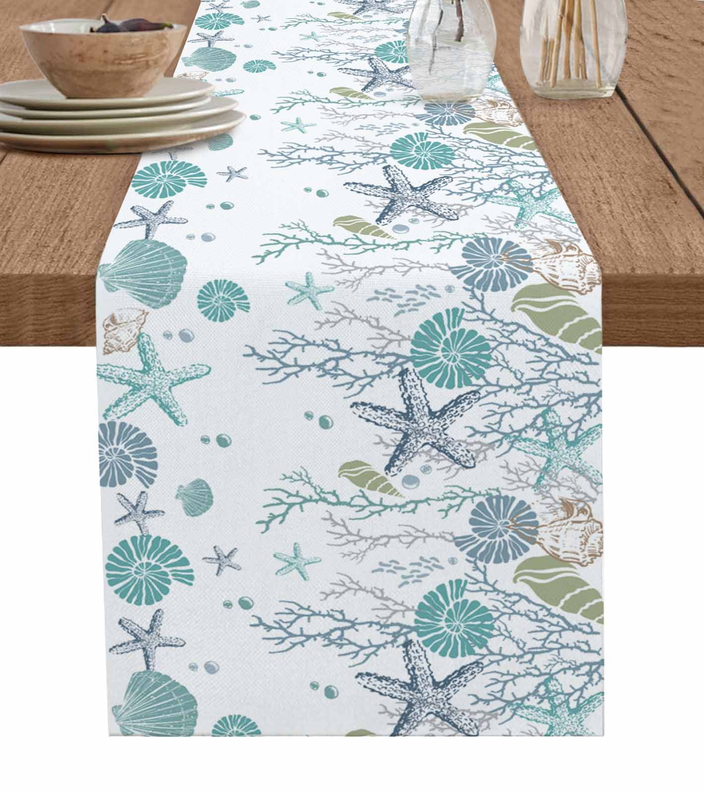 Boanket Ocean Coastal Table Runner - 108 Inch Long, Kitchen Dining ...