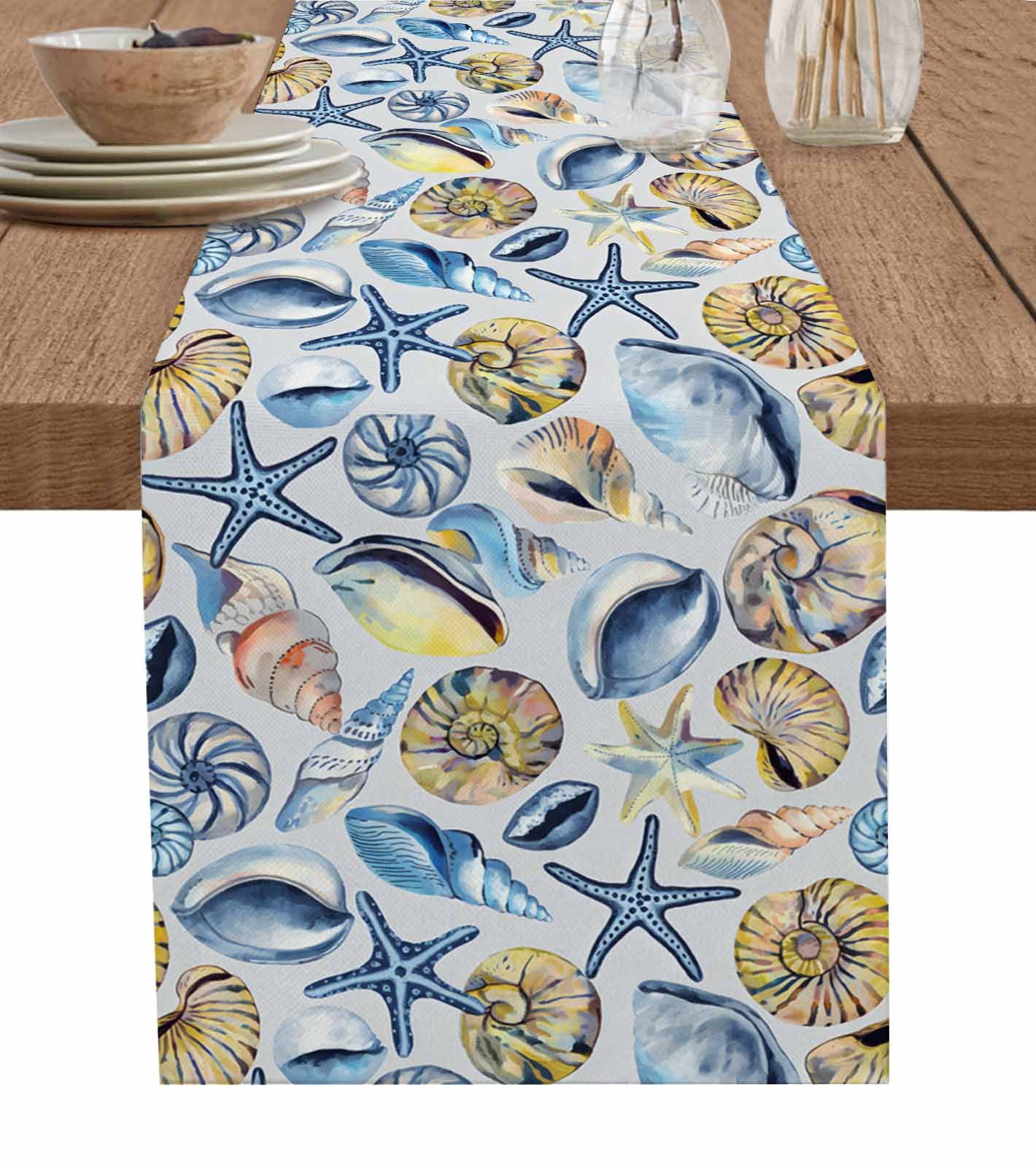 Boanket Ocean Coastal Table Runner - 48 Inch Long, Kitchen Dining Table ...