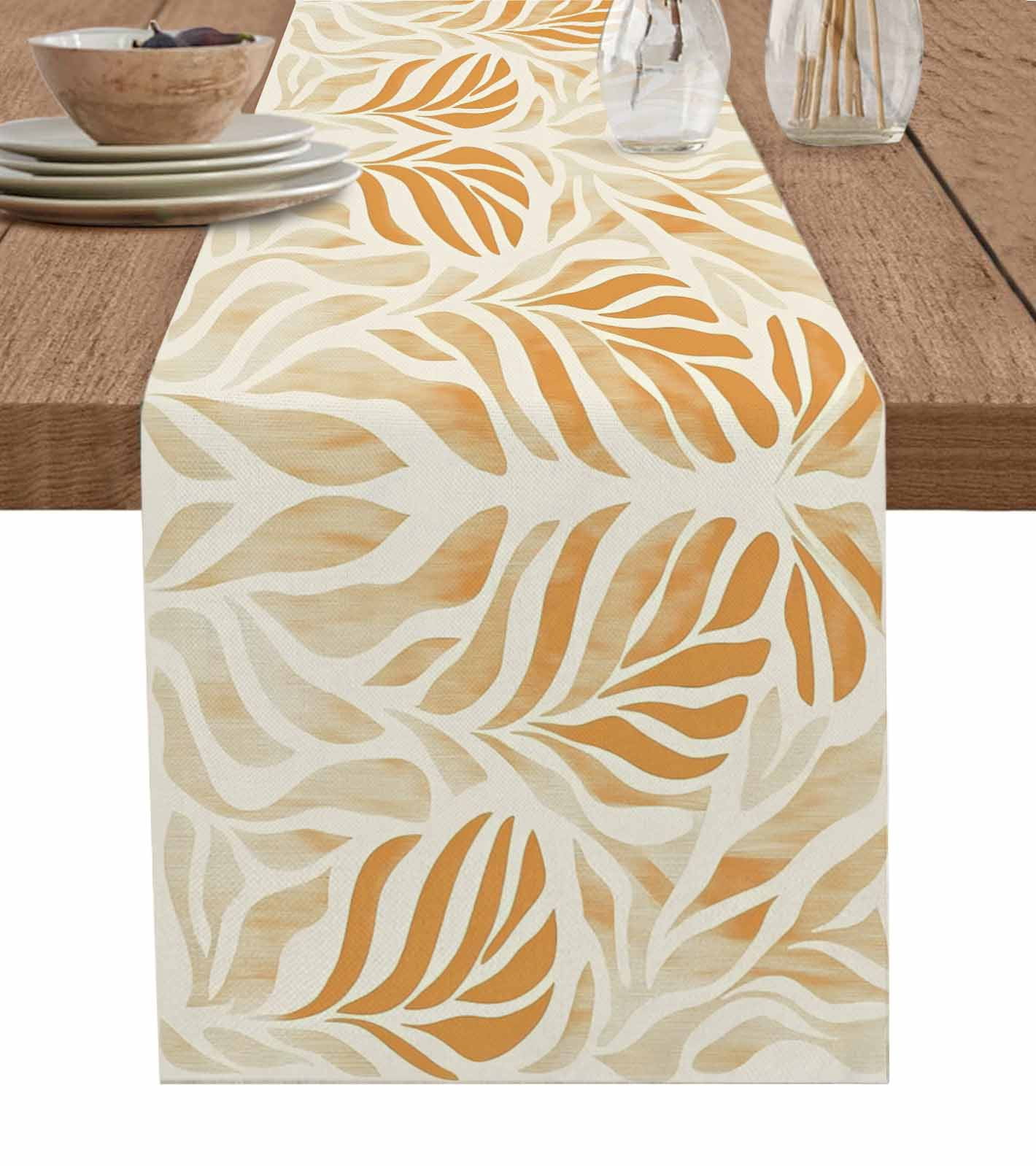 Boanket Orange Beige Abstract Table Runner - 72 Inch Long, Kitchen ...