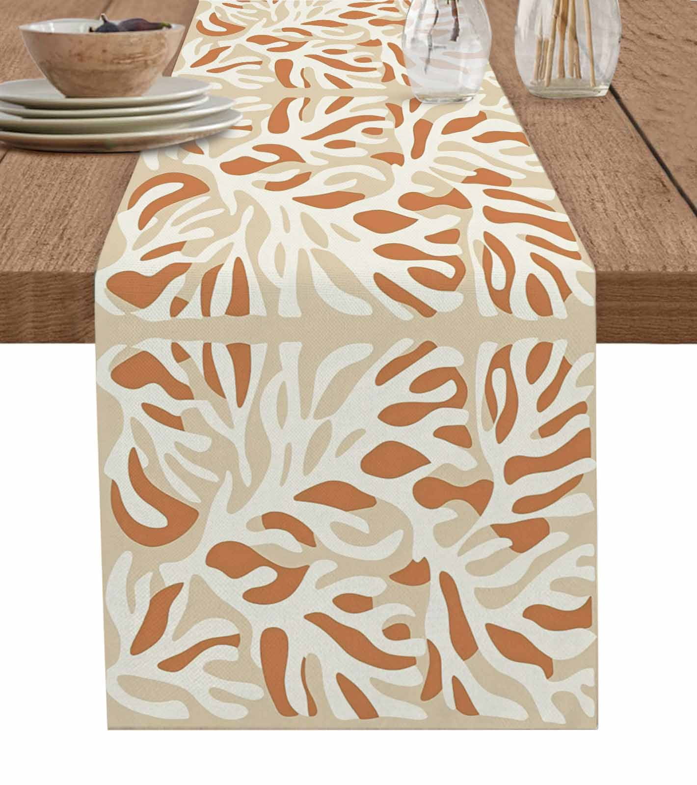 Boanket Orange Beige Table Runner - 70 Inch Long, Kitchen Dining Table ...