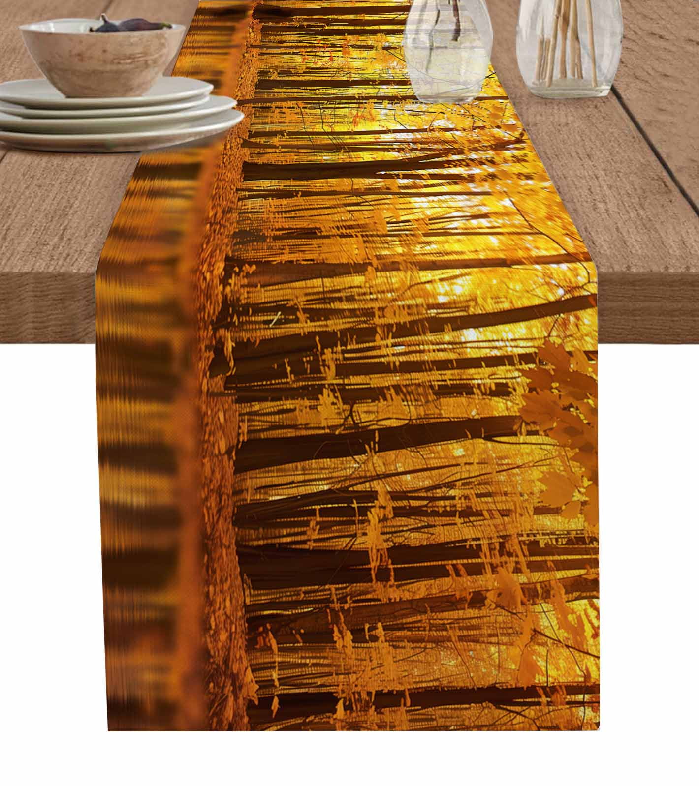 Boanket Orange Forest Fall Table Runner - 72 Inch Long, Kitchen Dining ...