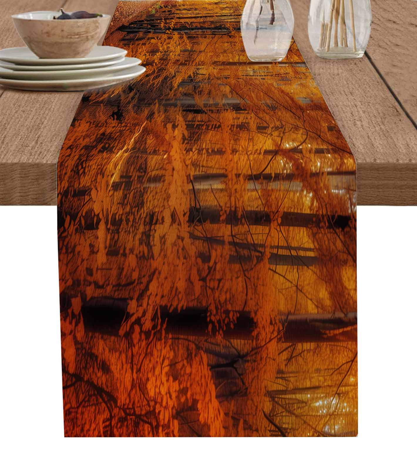 Boanket Orange Forest Table Runner - 48 Inch Long, Kitchen Dining Table ...