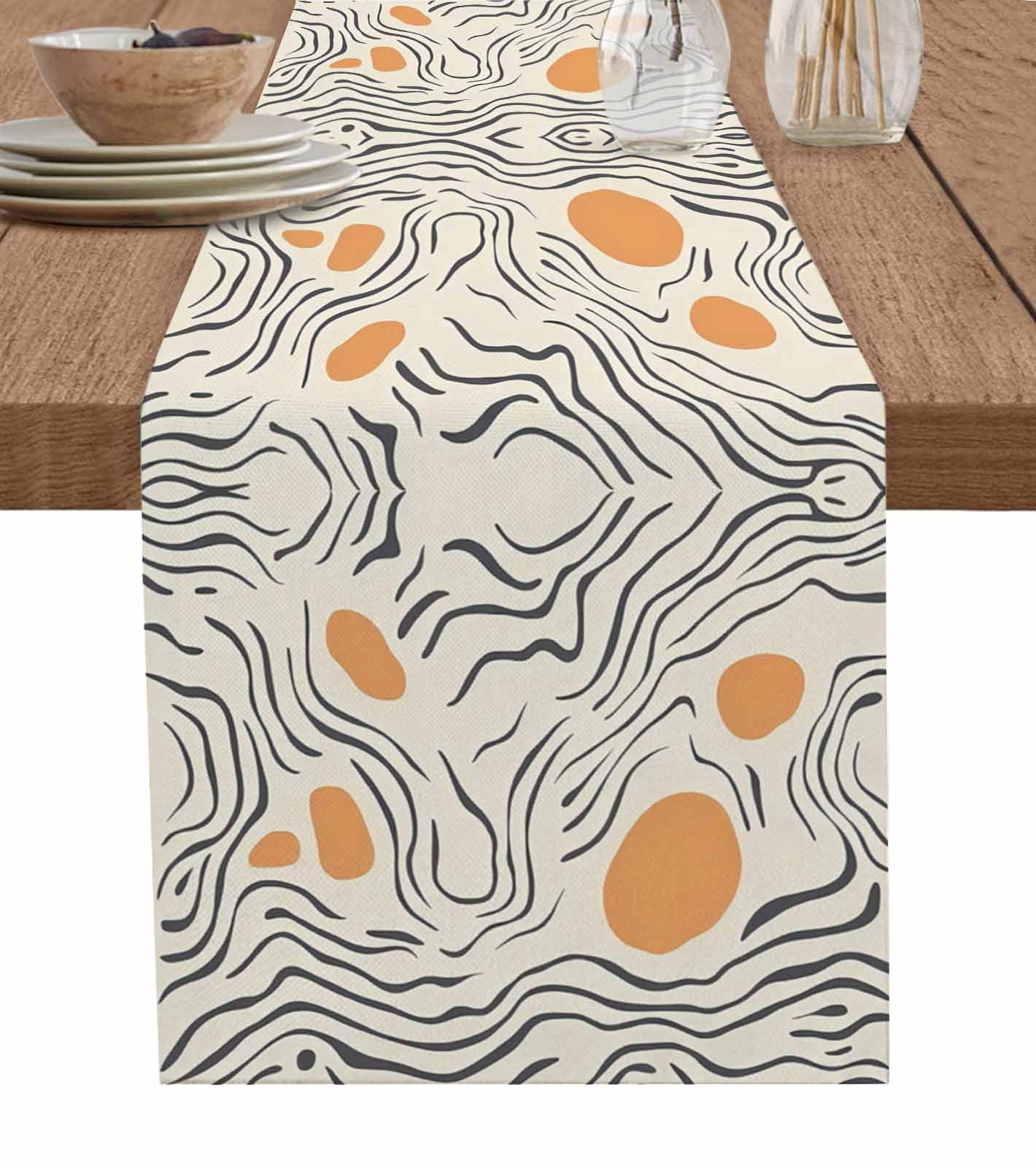 Boanket Orange Geometric Table Runner - 90 Inch Long, Kitchen Dining ...