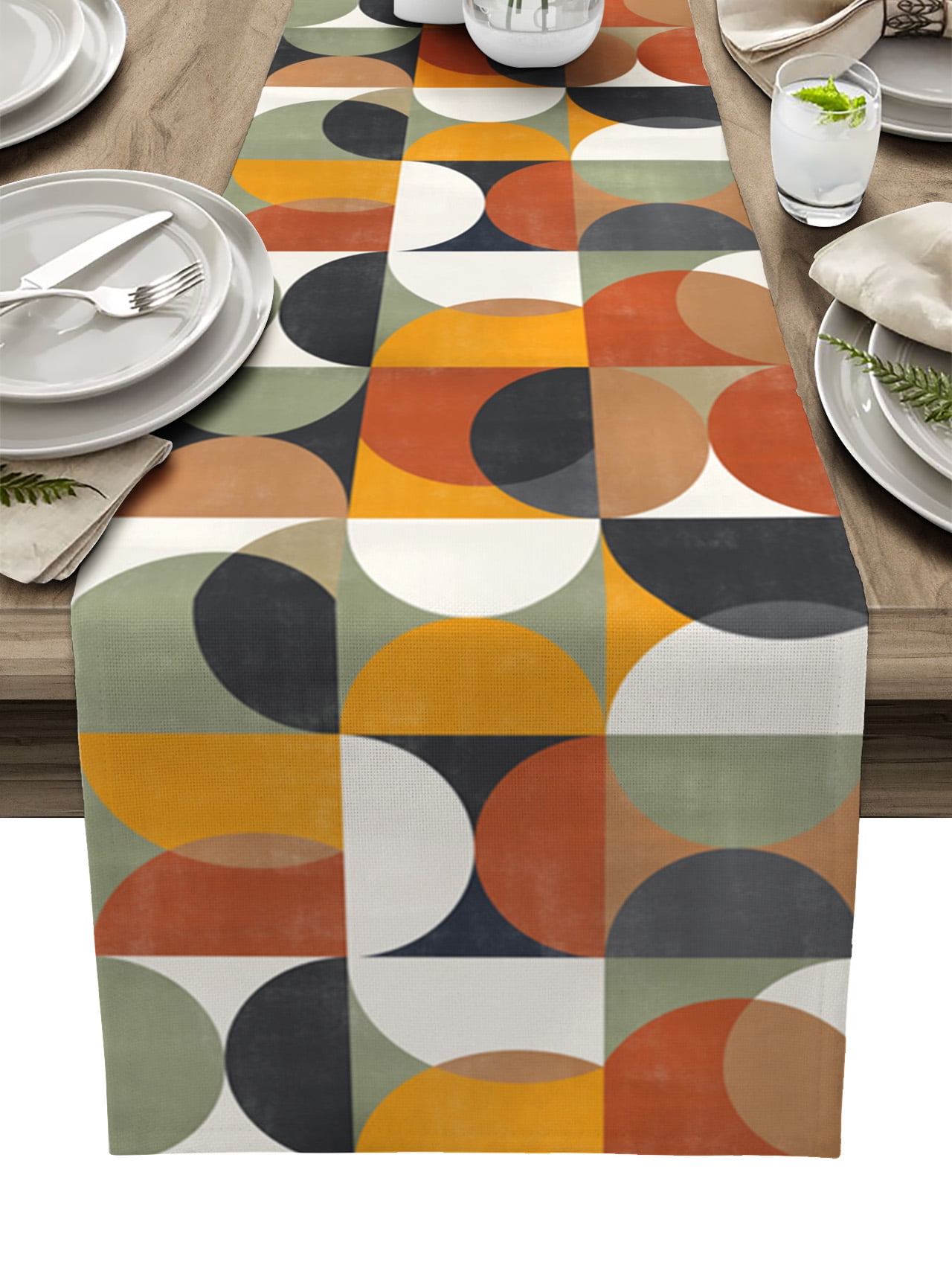 Boanket Orange Modern Geometric, Table Runner - 36 Inch Long, Kitchen ...
