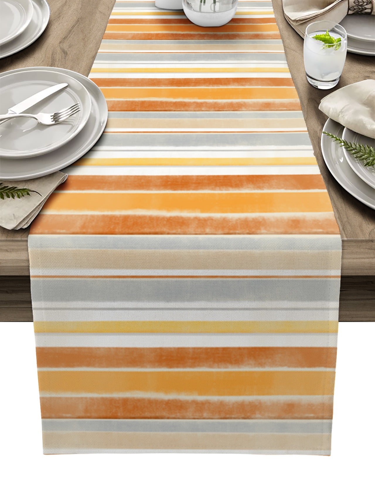 Boanket Orange Nordic Style Stripes Table Runner - 48 Inch Long, Kitchen Dining Table Runner ...