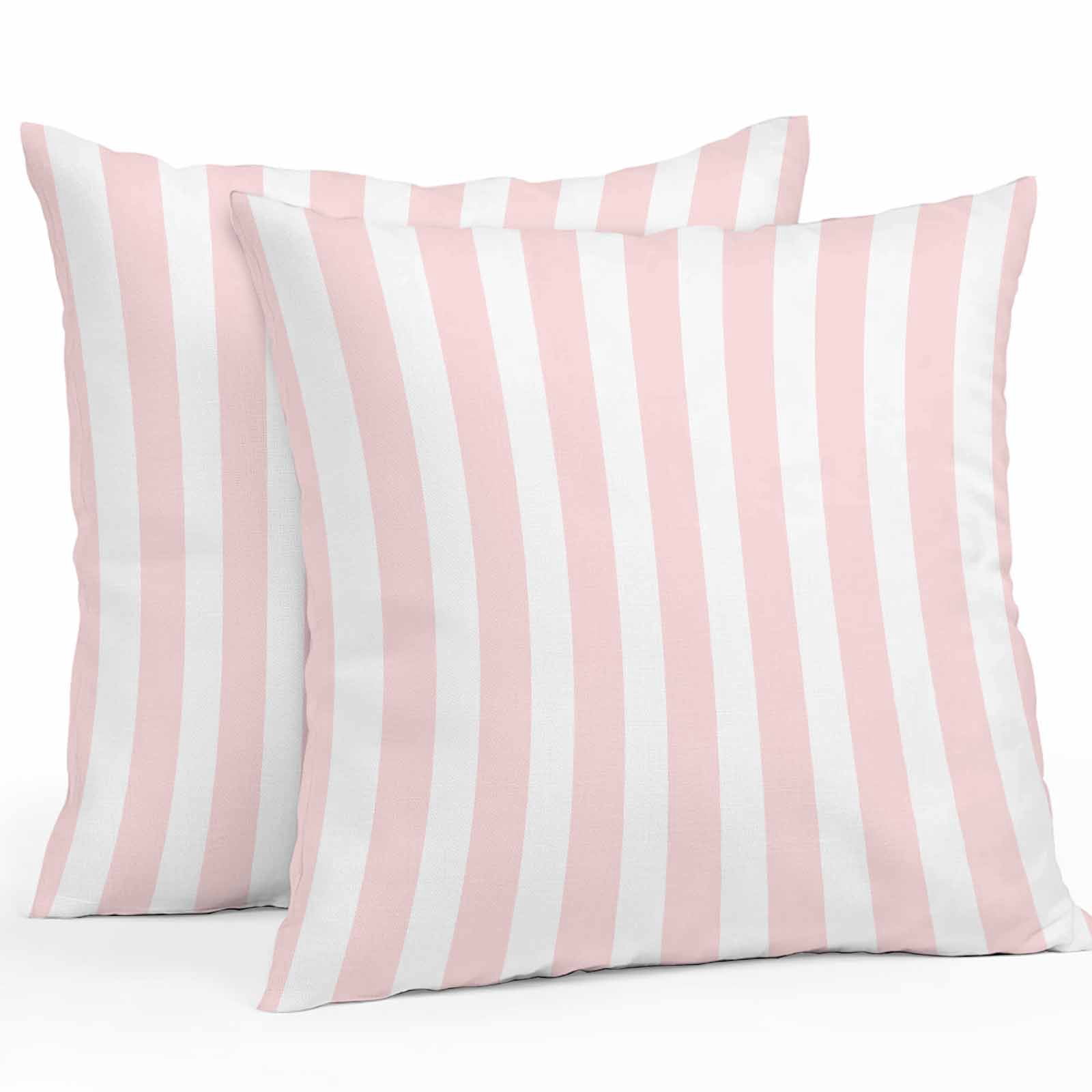 Boanket Outdoor Pillow Covers 16 x 16 Inches, Pink Striped Waterproof ...