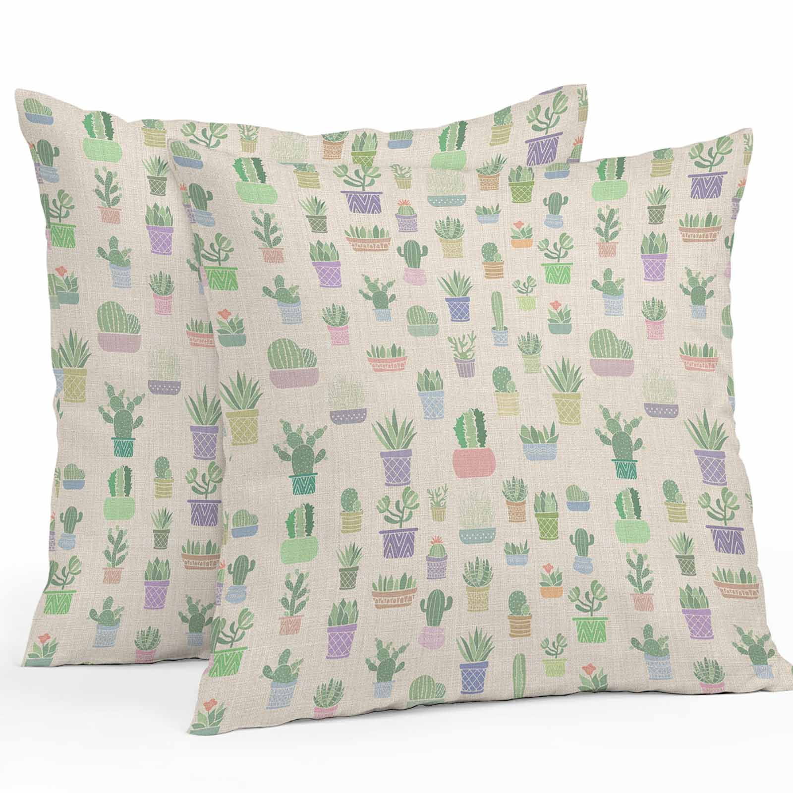 Boanket Outdoor Pillow Covers 18 x 18 Inches, Green Succulents Cactus ...