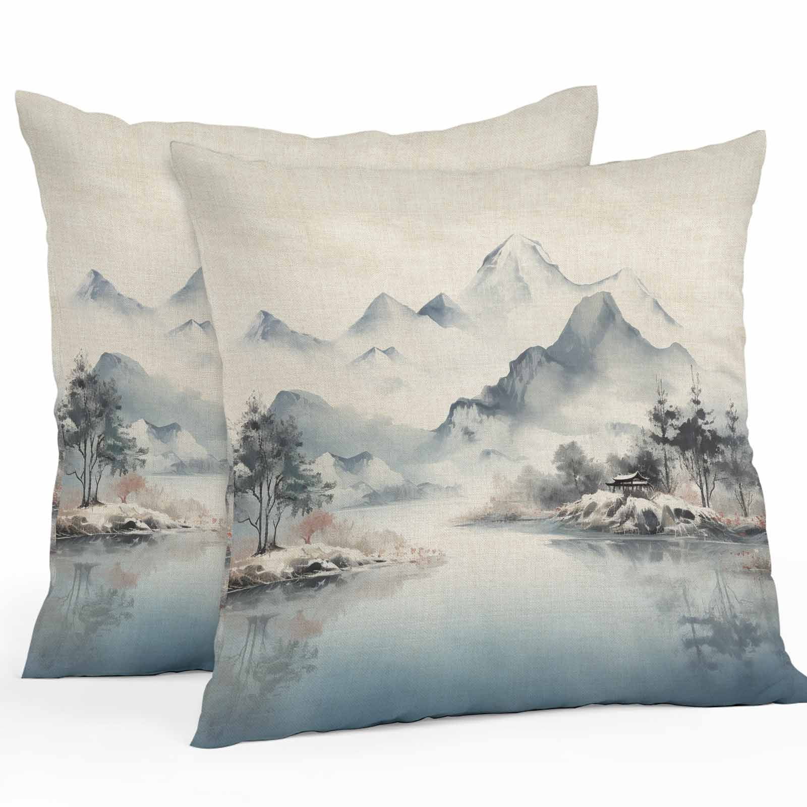 Boanket Outdoor Pillow Covers 20 x 20 Inches, Landscape Painting ...