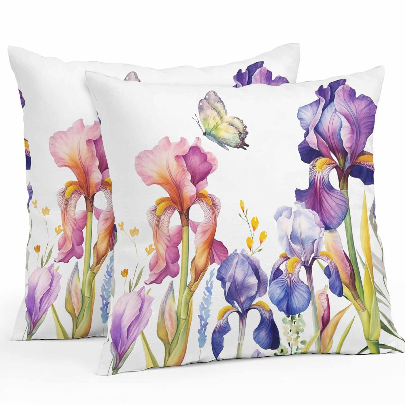 Boanket Outdoor Pillow Covers 26 x 26 Inches, Watercolor Purple Floral ...