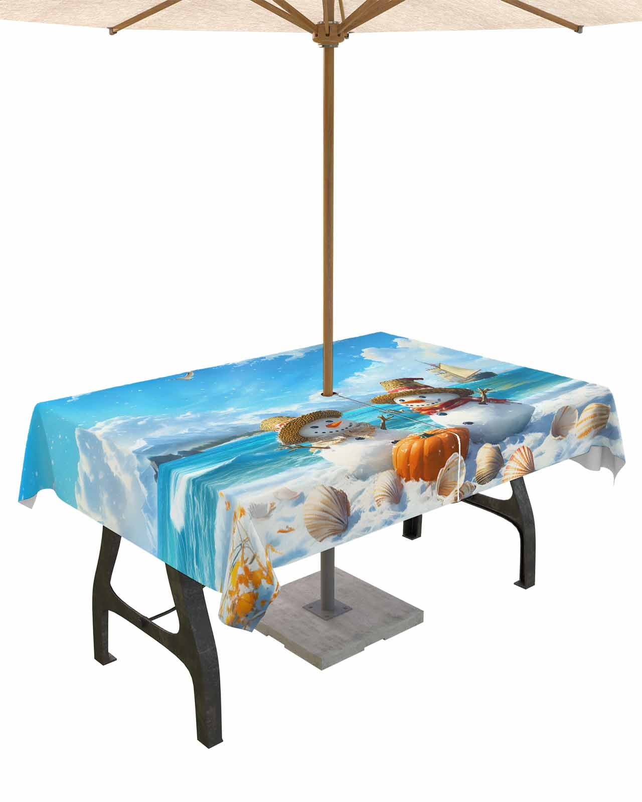 Boanket Outdoor Tablecloth with Umbrella Hole for Patio/Picnic/Party ...