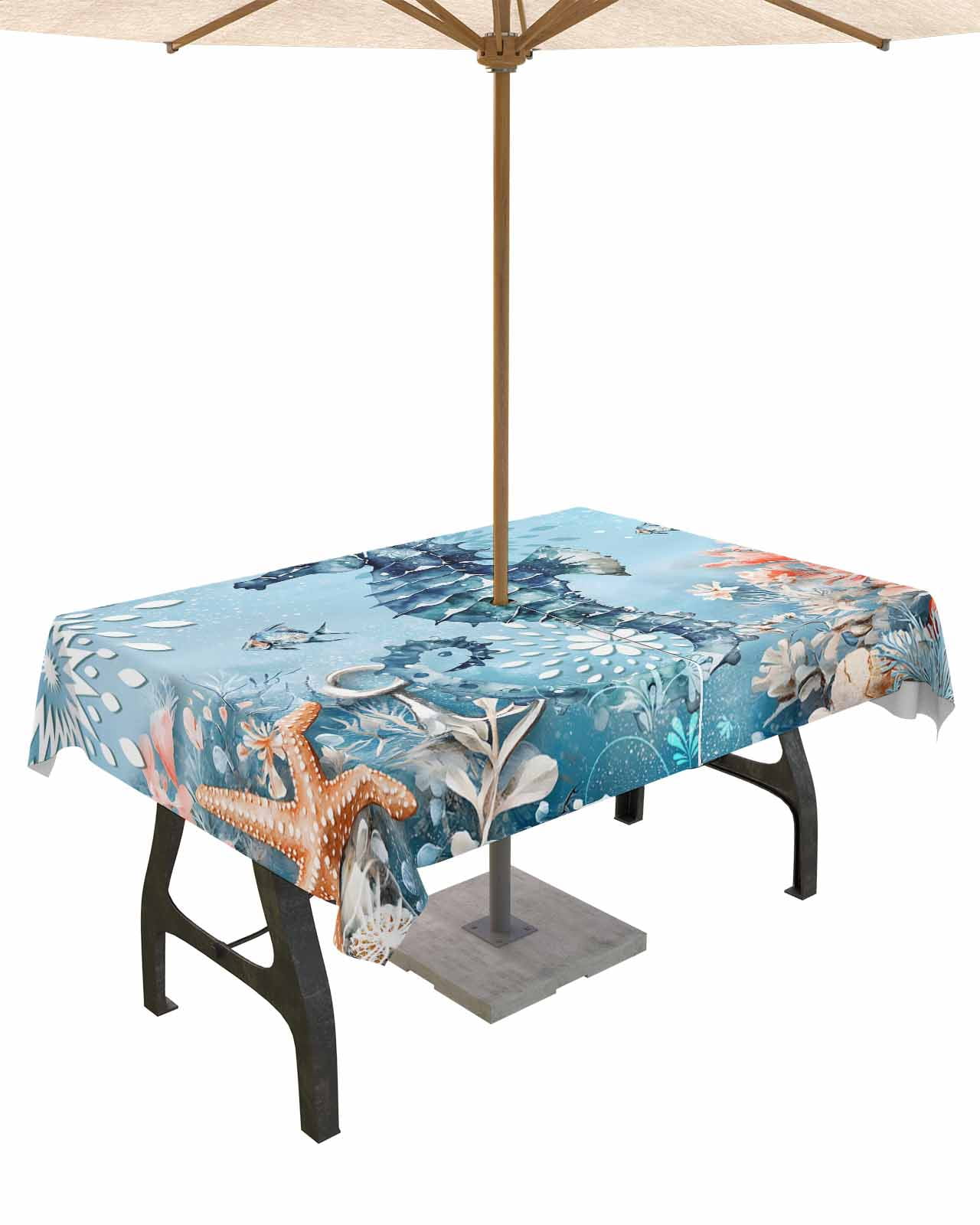 Boanket Outdoor Tablecloth with Umbrella Hole for Patio/Picnic/Party ...