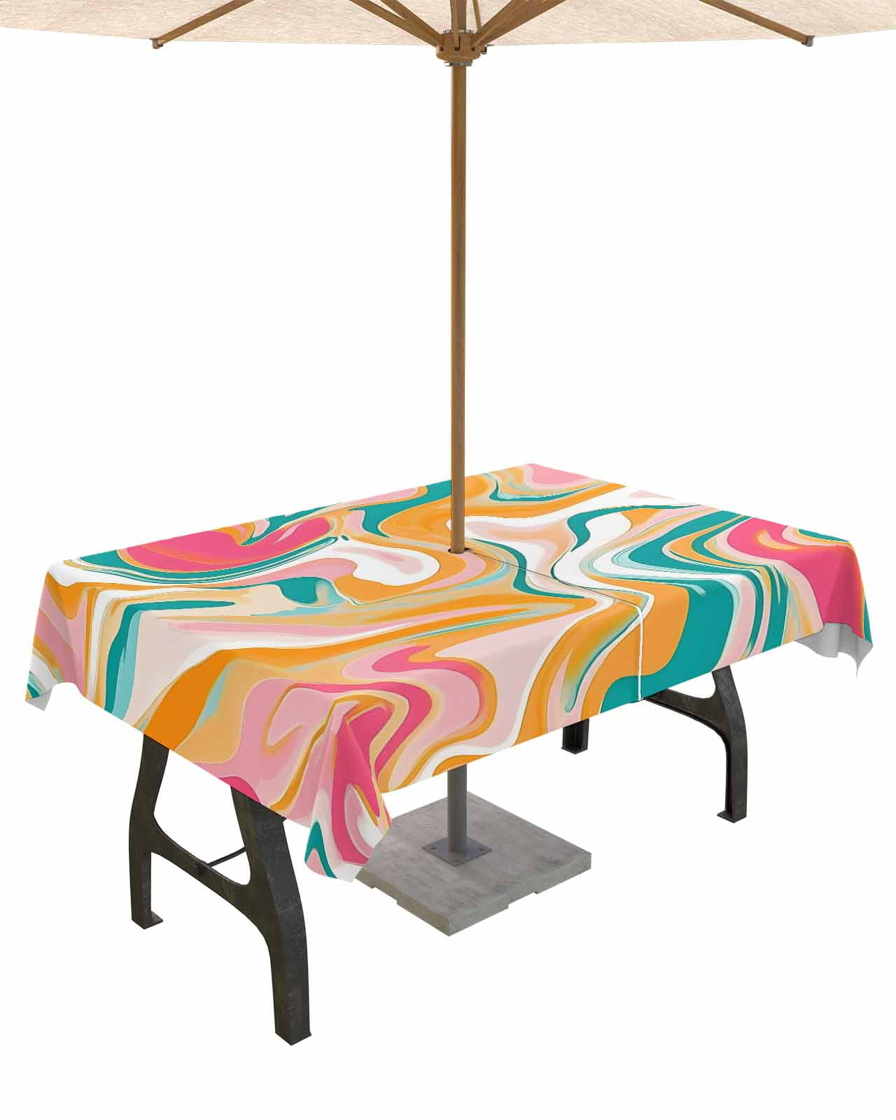 Boanket Outdoor Tablecloth with Umbrella Hole for Patio/Picnic/Party ...