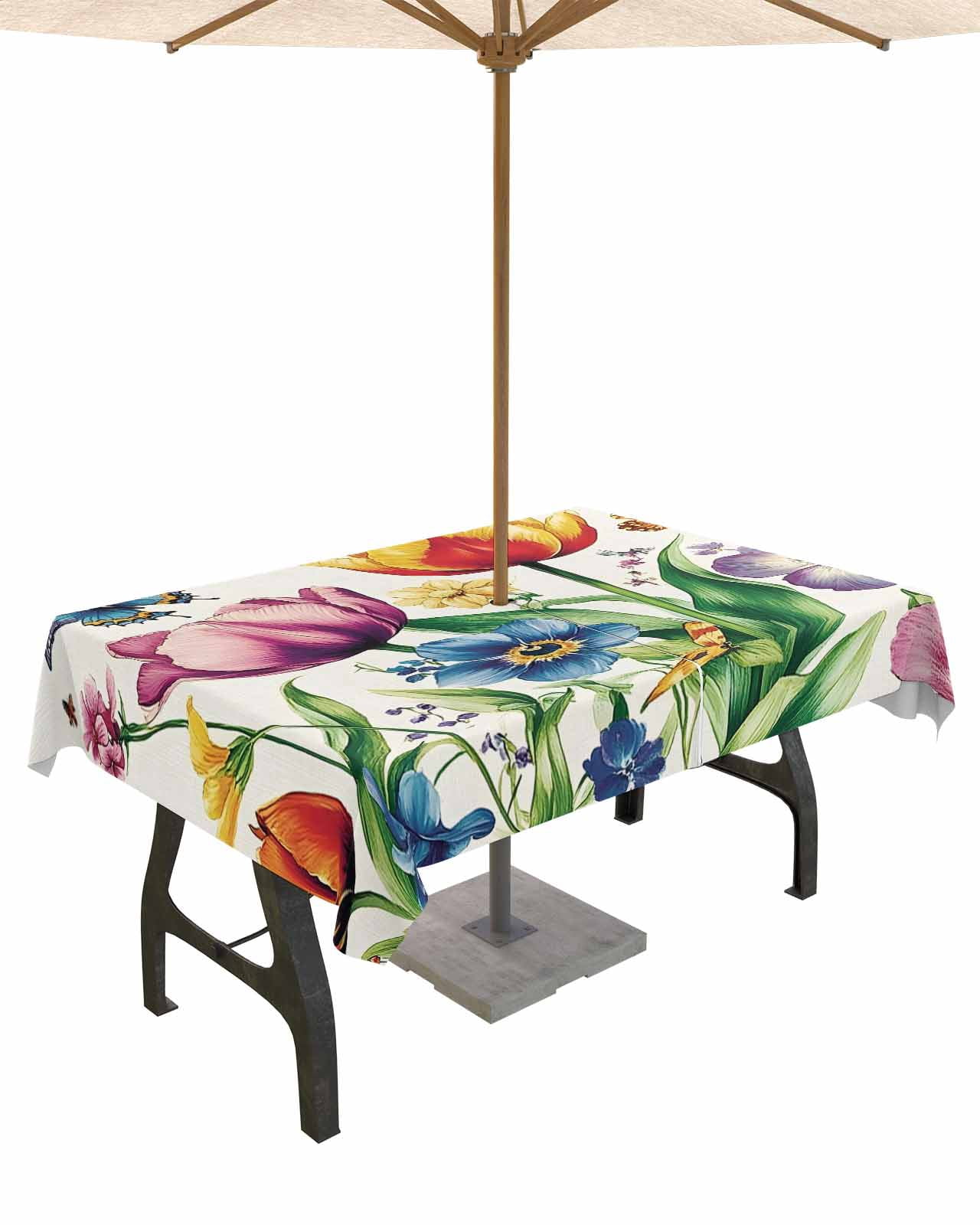 Boanket Outdoor Tablecloth with Umbrella Hole for Patio/Picnic/Party ...