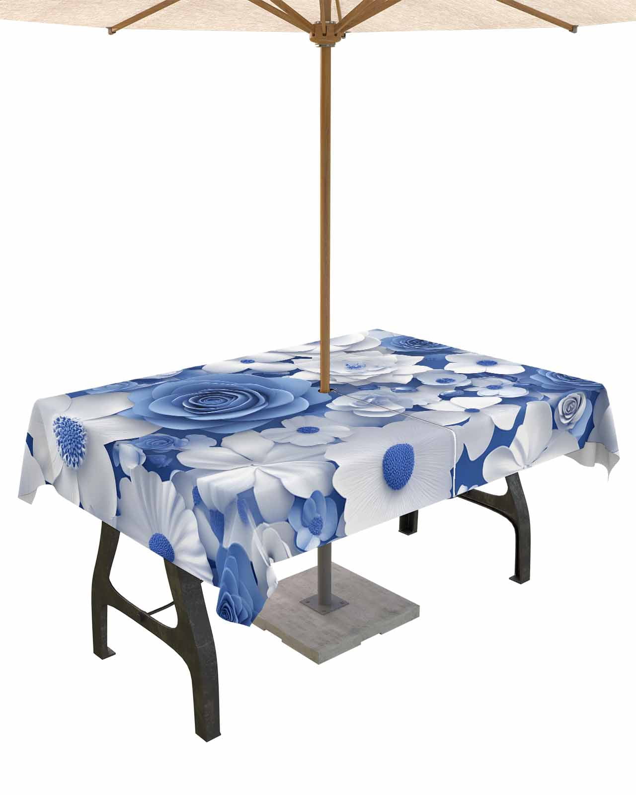 Boanket Outdoor Tablecloth with Umbrella Hole for Patio/Picnic/Party ...