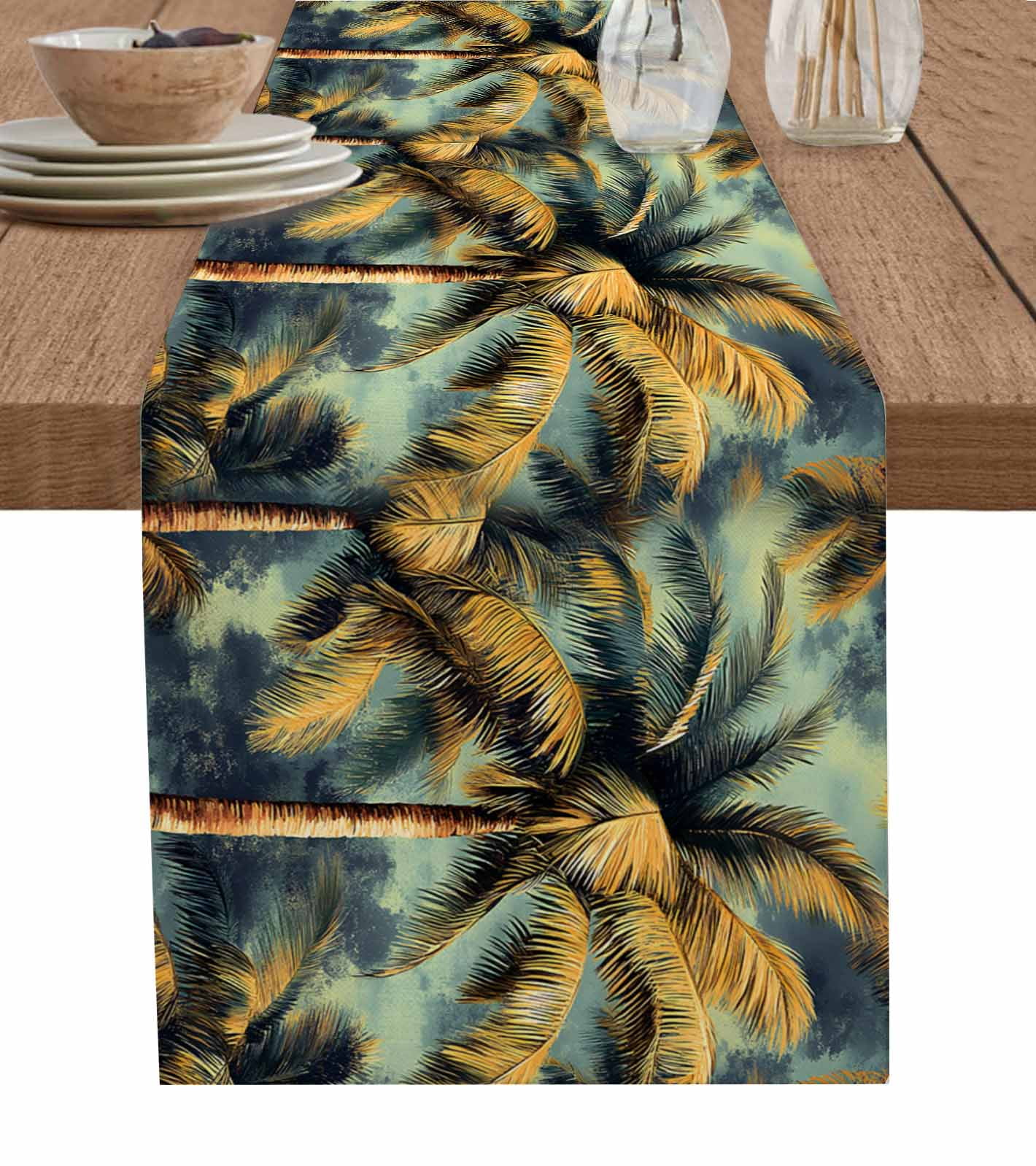 Boanket Palm Tree Table Runner - 108 Inch Long, Kitchen Dining Table ...