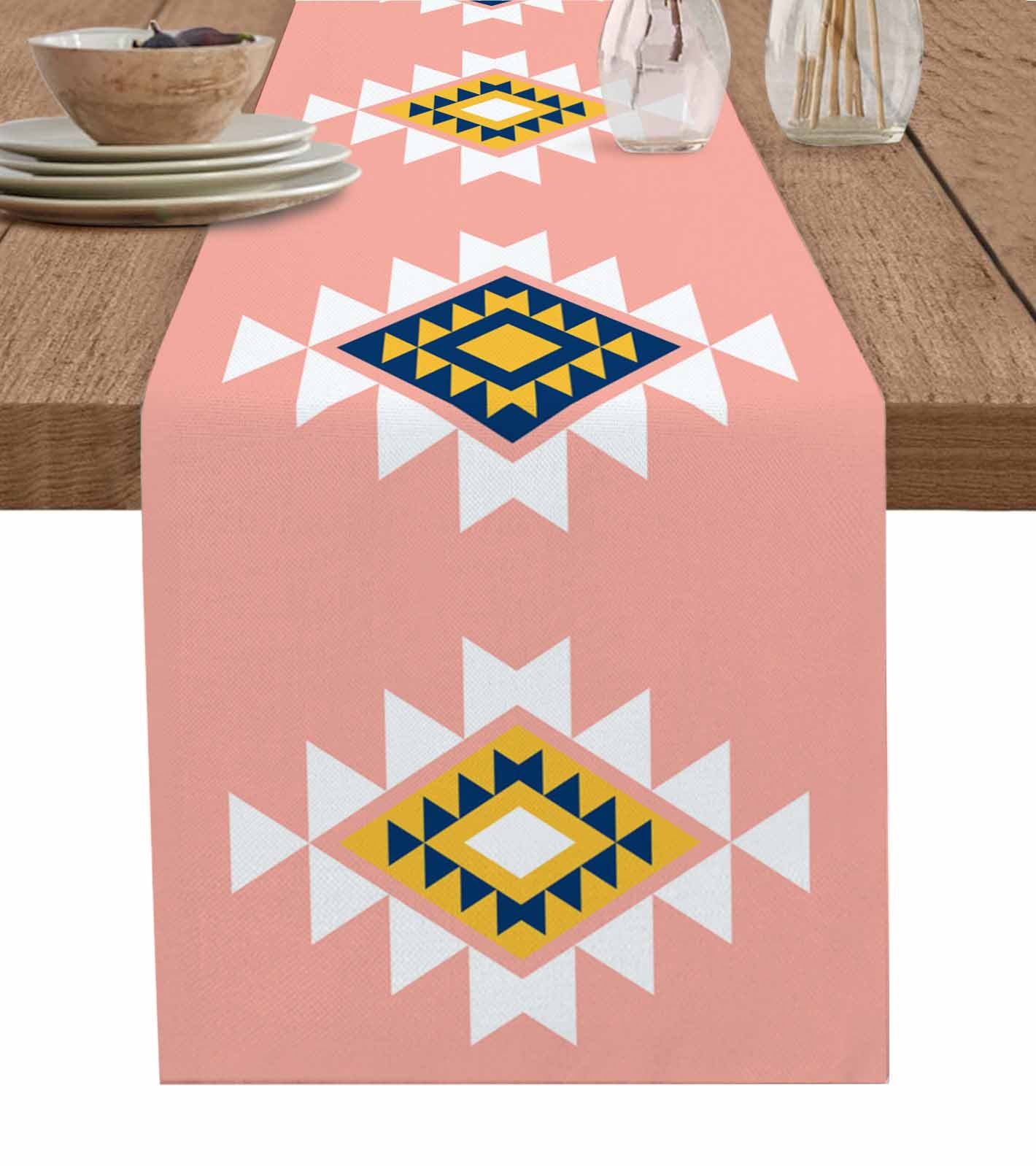 Boanket Pink Black Yellow Boho Table Runner - 90 Inch Long, Kitchen ...