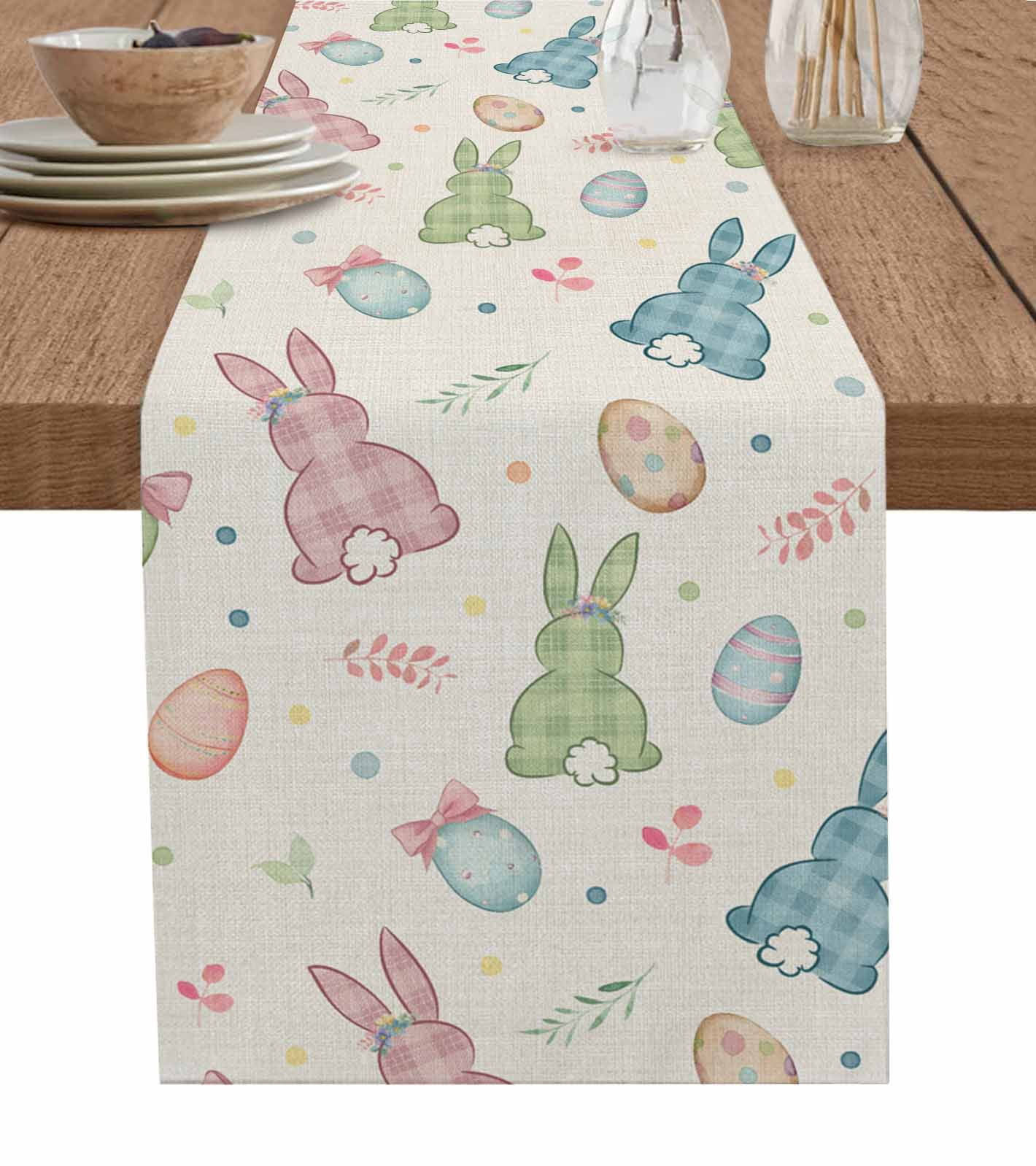 Boanket Pink Blue Green Easter Table Runner - 72 Inch Long, Kitchen ...
