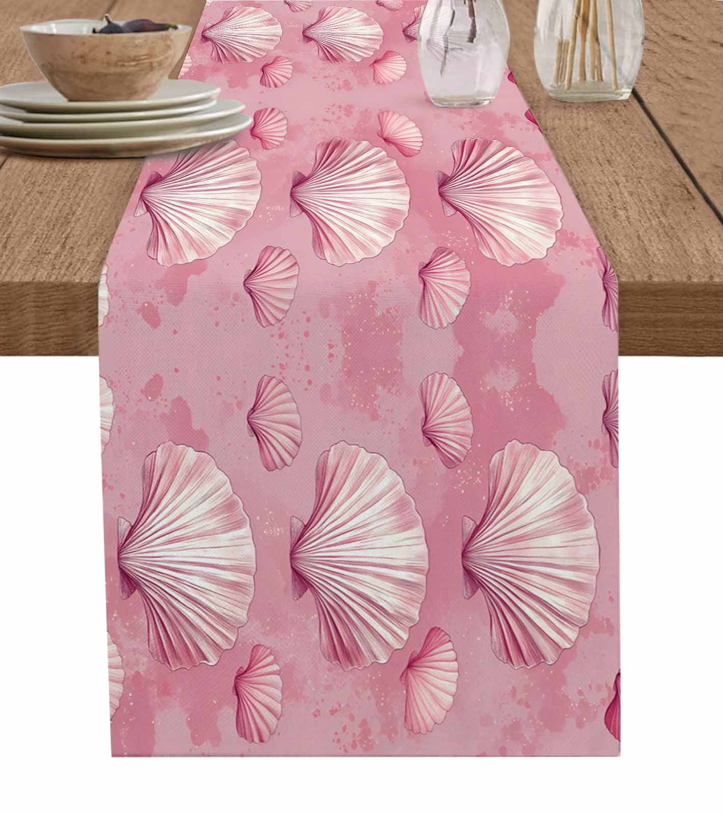 Boanket Pink Coastal Shell Table Runner - 108 Inch Long, Kitchen Dining ...